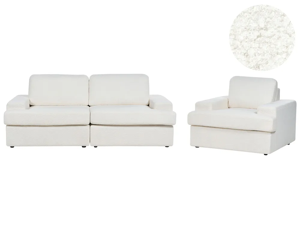 Living Room Set 4 Seater ALLA Boucle Off-White | Beliani.co.uk