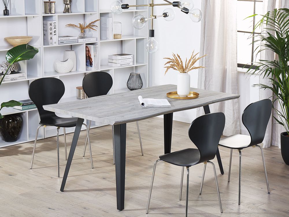 Dining Table 160 x 90 cm Grey Wood WITNEY Beliani