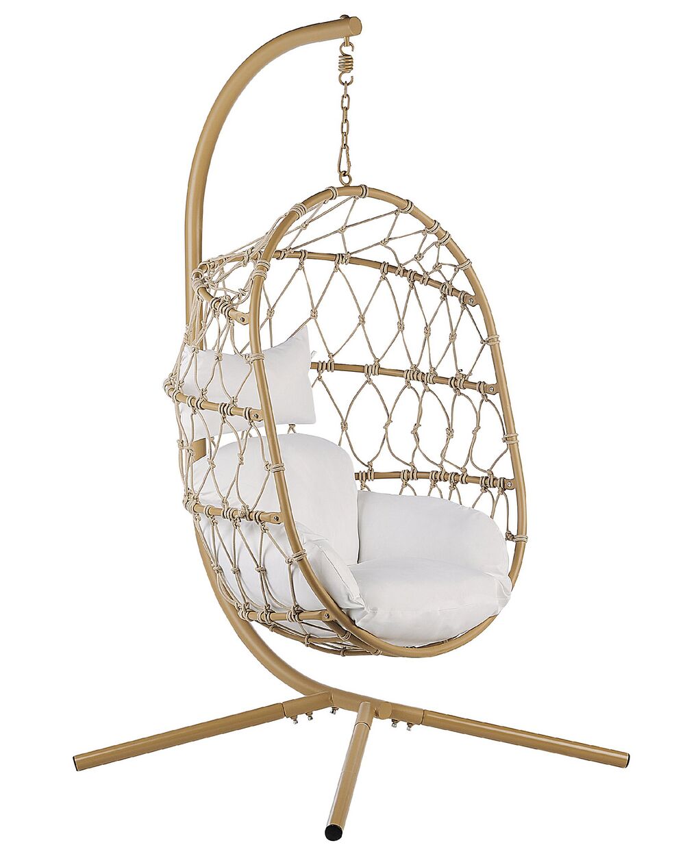 Hanging Chair with Stand ADRIA Fabric Beige Beliani