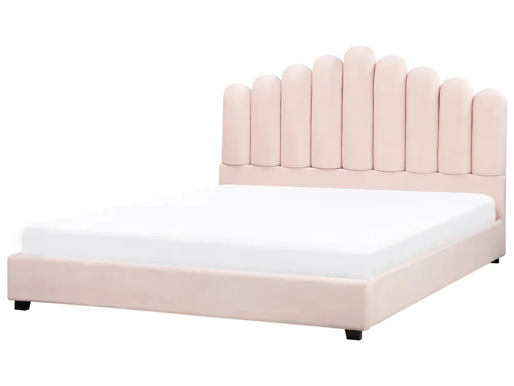 Bett mit Stauraum Samtstoff VINCENNES 180 x 200 cm Pastellrosa | Beliani.at