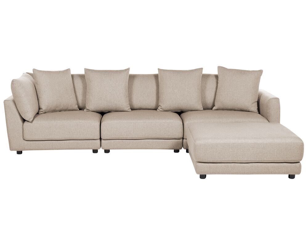 3 Seater Fabric Sofa with Ottoman Beige SIGTUNA Beliani