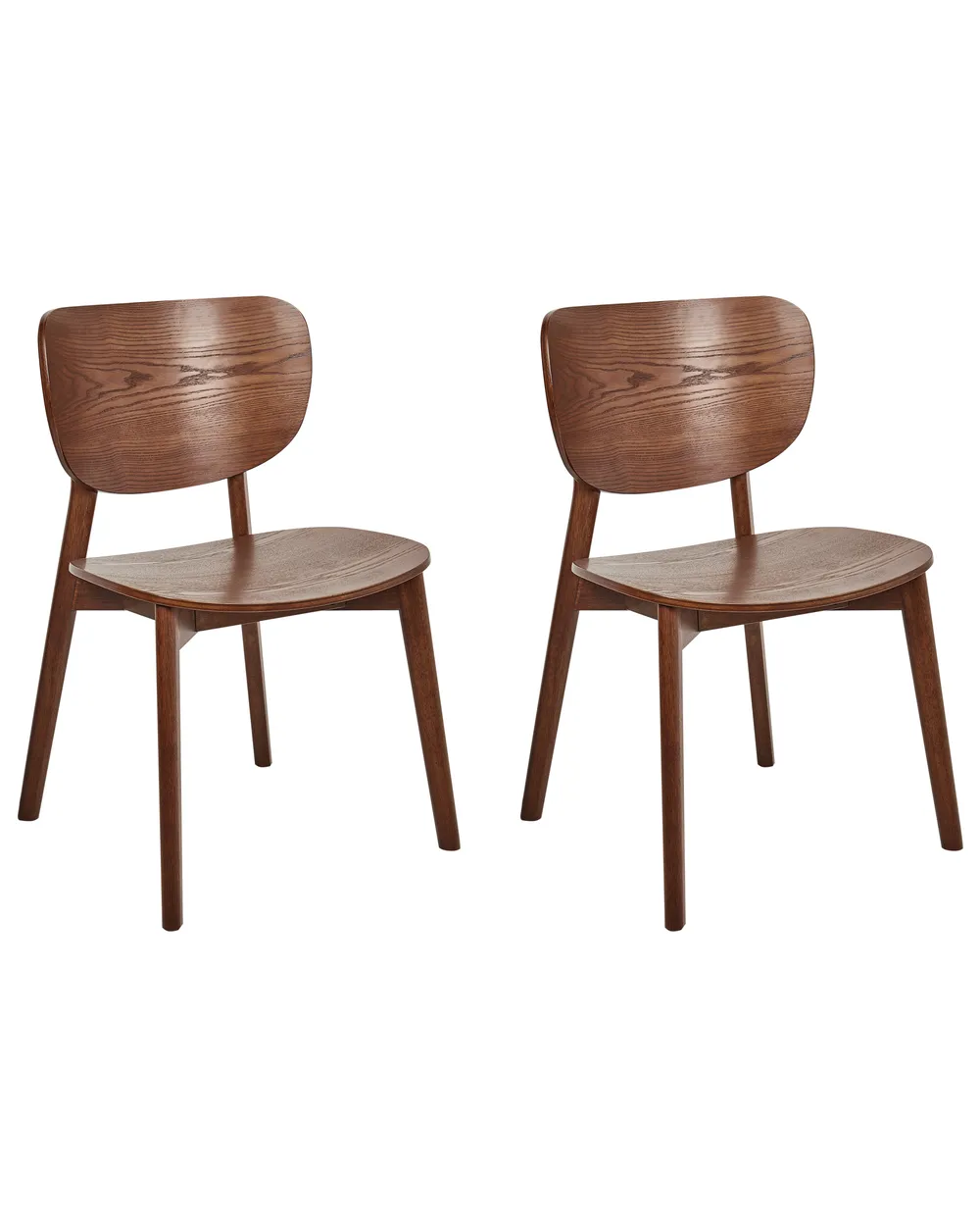Set of 2 Dining Chairs OVERLY Wood Brown Ash Wood | Beliani.pt