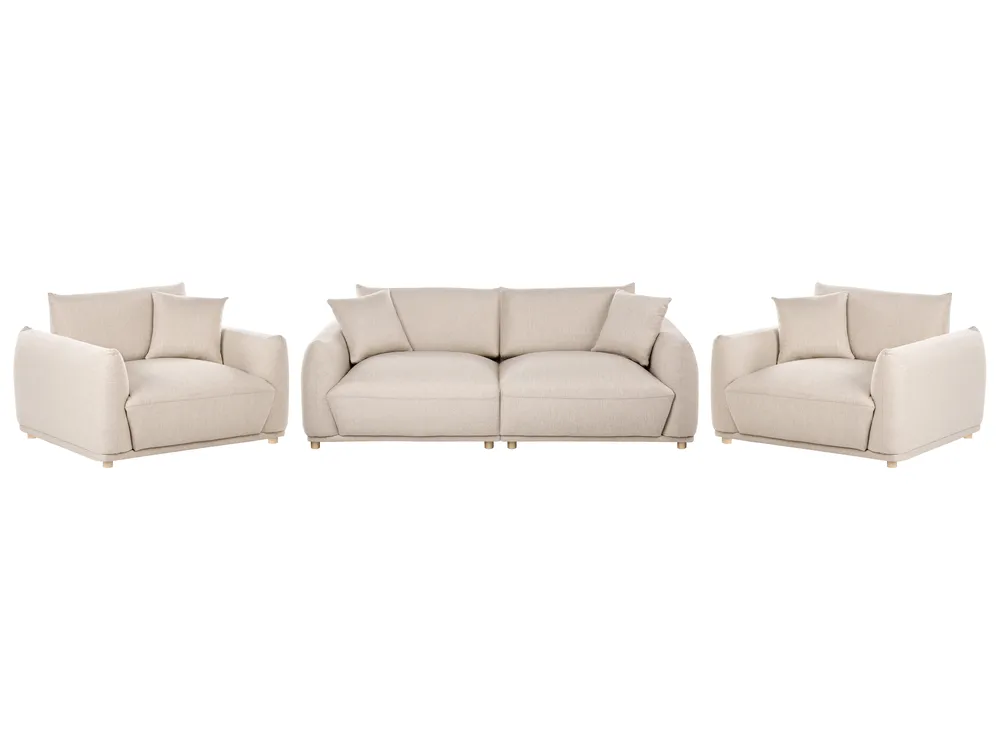Living Room Set 5 Seater JUBEK Velvet Beige | Beliani.es