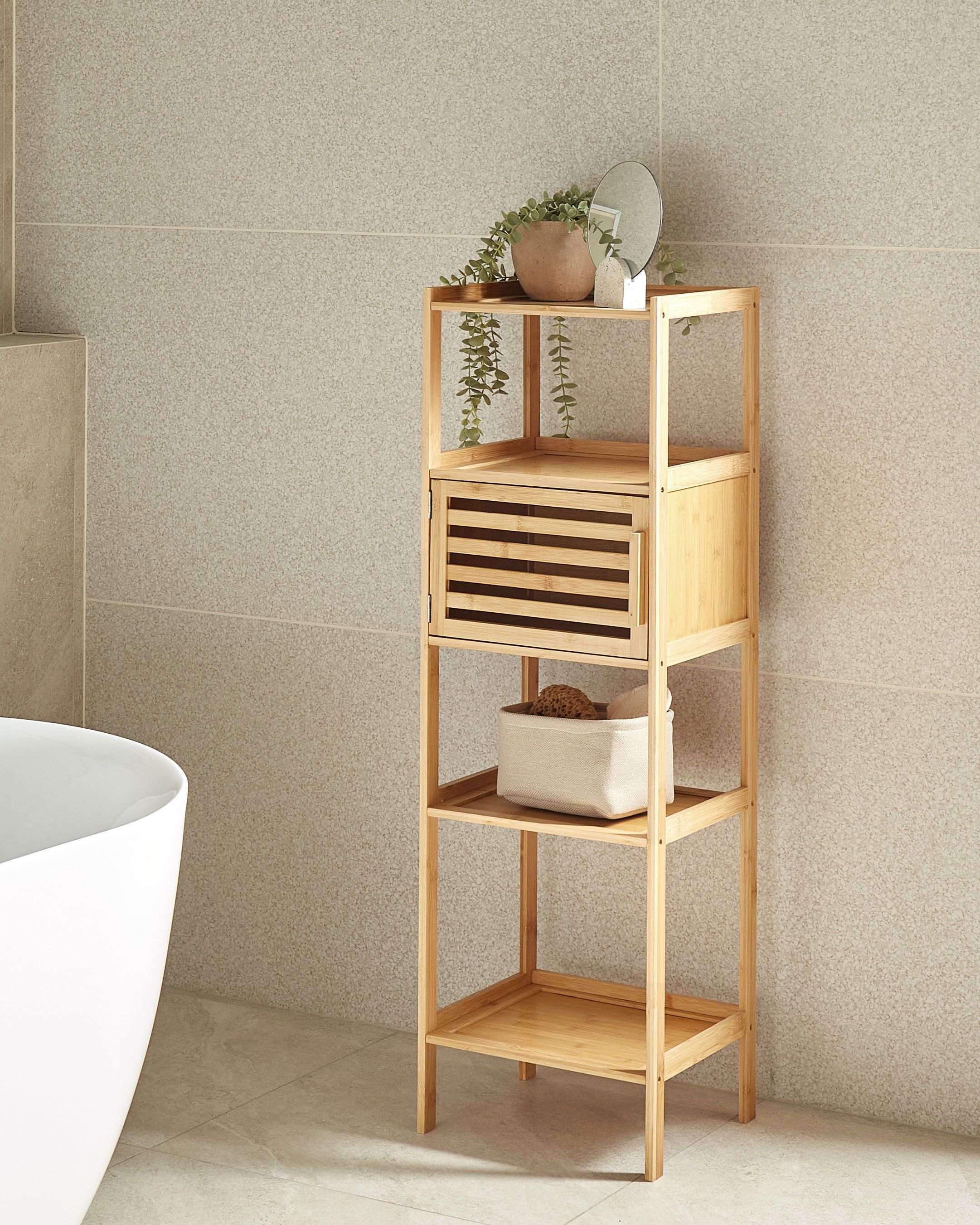 Bamboo Bathroom Shelving Unit Light Wood LAFAYETTE | Beliani.co.uk