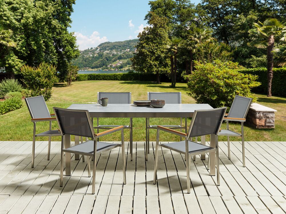 Garden Dining Table VALLESE 180 cm 90 cm Acacia Wood Brown | Beliani.co.uk