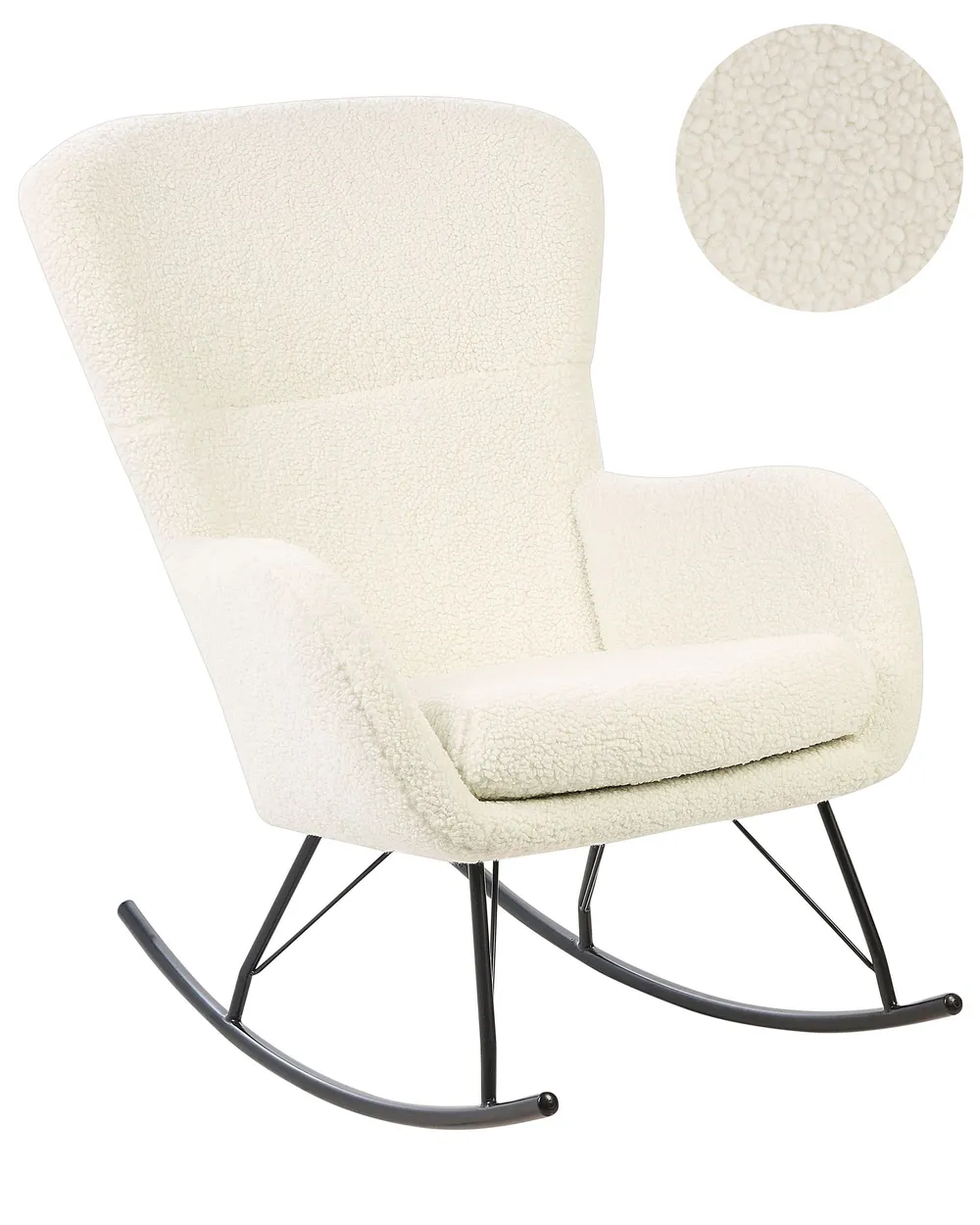 Schommelstoel ANASET Bouclé Zandbeige | Beliani.nl