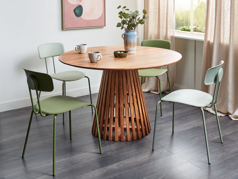 Round Acacia Wood Dining Table 120 cm Dark MESILLA Beliani.at