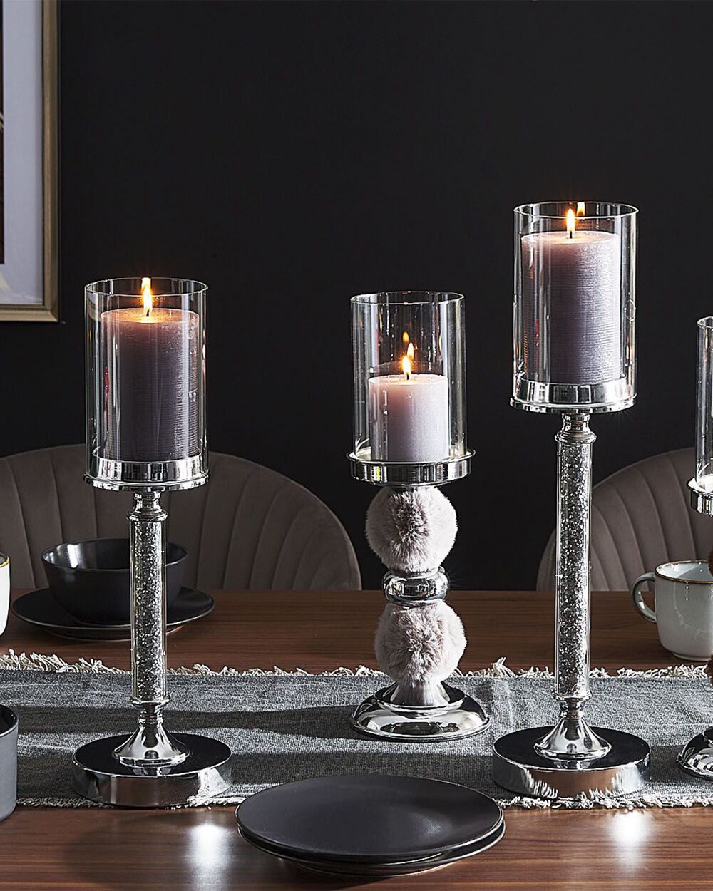 Candle Holder ABBEVILLE Glass Silver Beliani.at