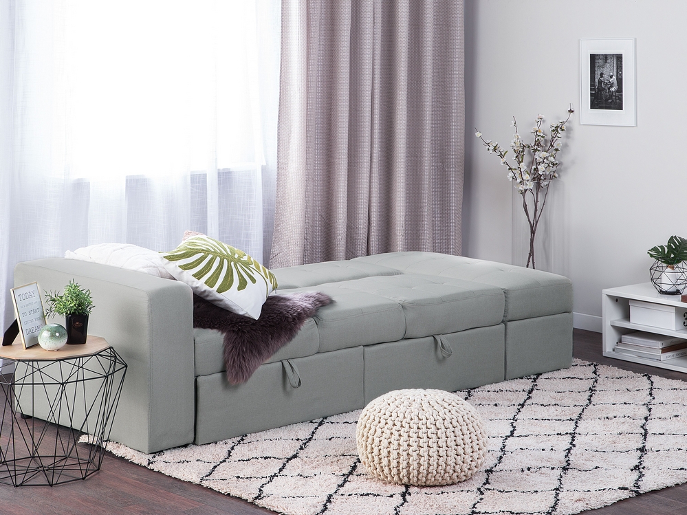 Sectional Sofa Bed with Ottoman Light Grey FALSTER Beliani.pl