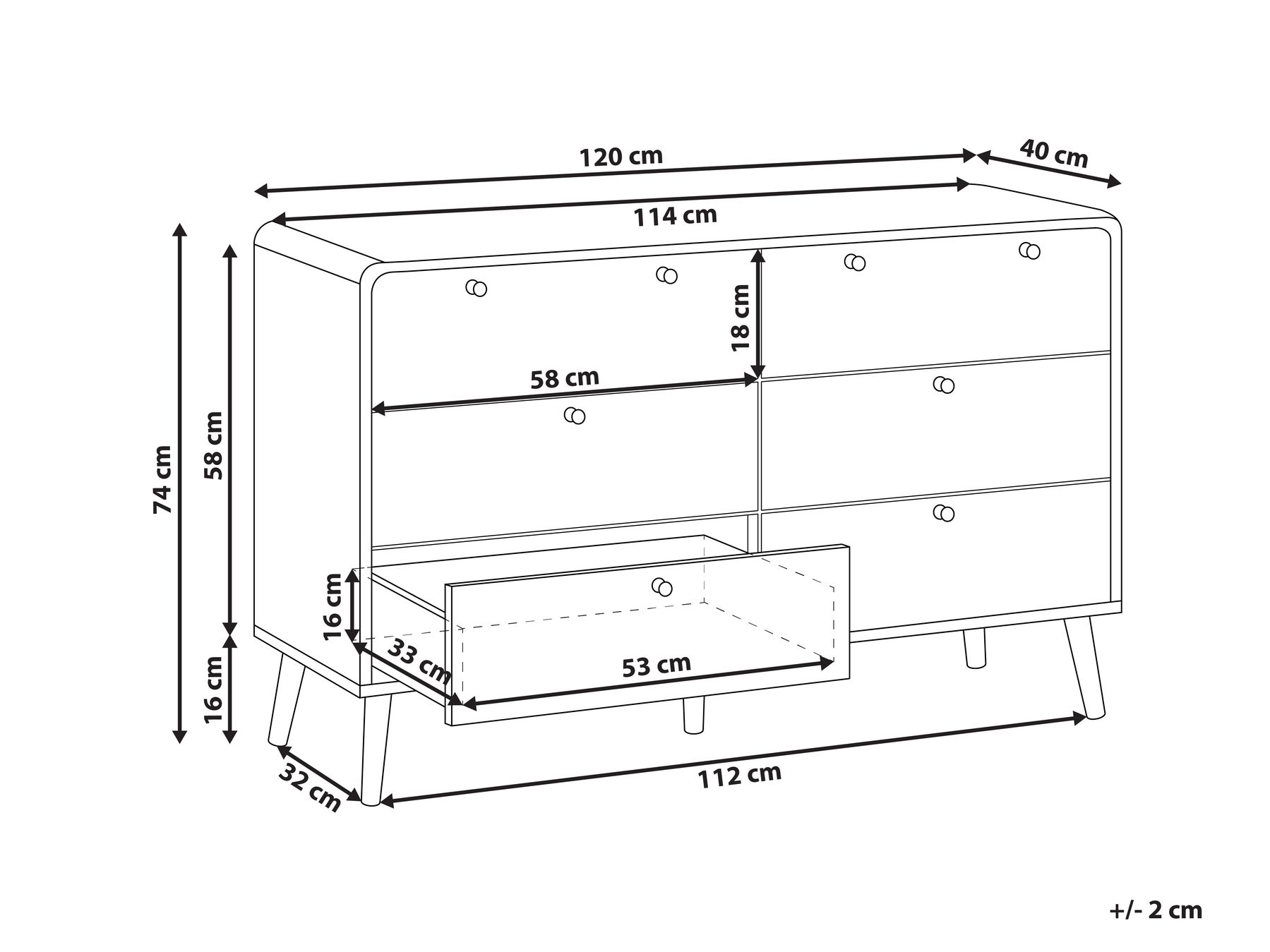 Comodă cu 6 sertare MOURA Negru | Beliani.ro