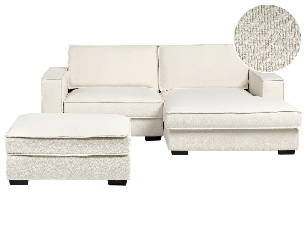 Modular Corner Sofa 5 Seater LEMVIG Corduroy Light Beige with Ottoman ...