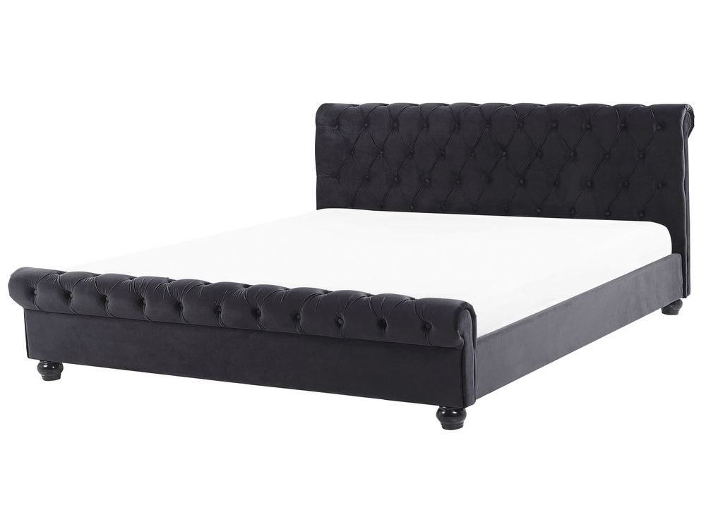 Velvet EU Super King Size Bed Black AVALLON Beliani