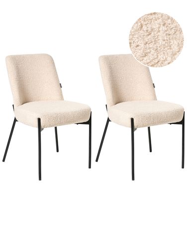 Sett med 2 stoler MALIN Bouclé Lys beige | Beliani.no