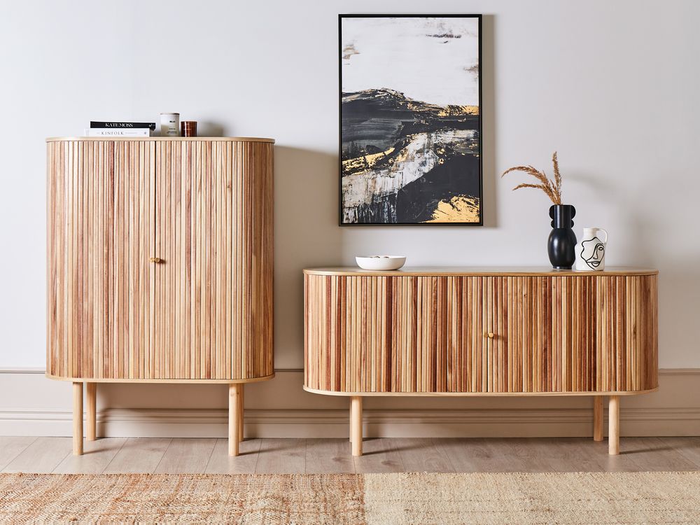 Wooden 2 Door Sideboard 130 cm Light MANARA Beliani