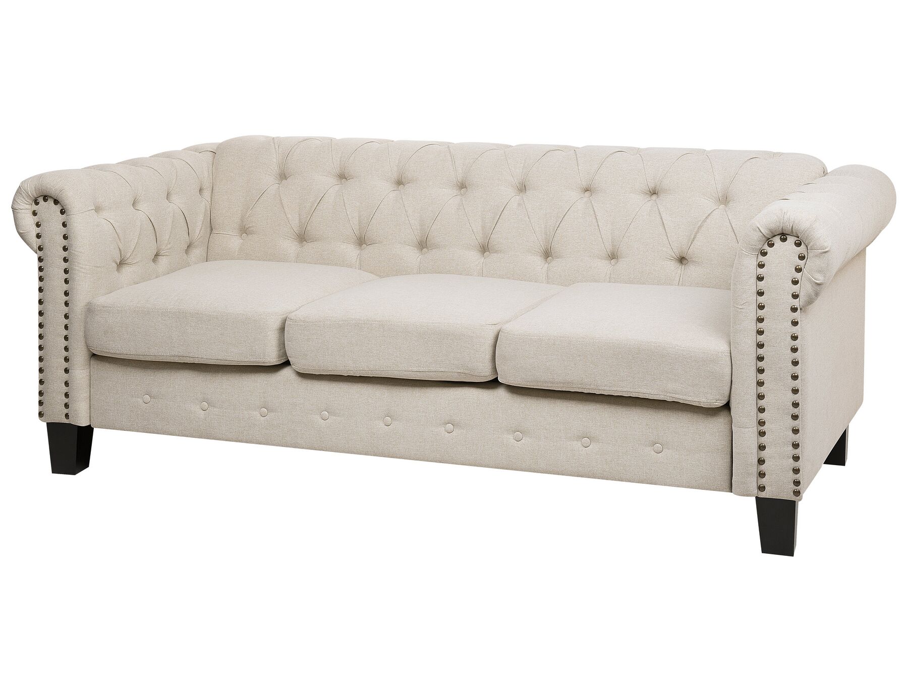 Sofa 3 pers. nitter beige CHESTERFIELD | Beliani.dk