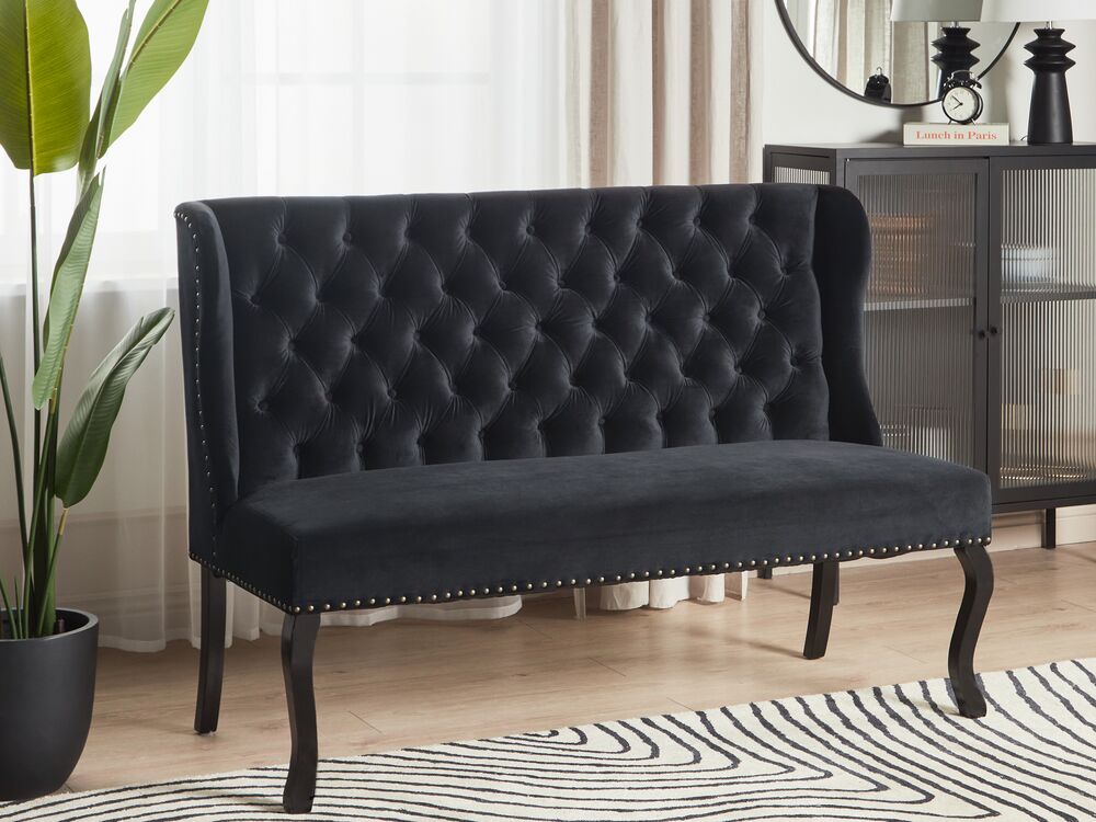 2 Seater Velvet Kitchen Sofa Black TORSBY Beliani