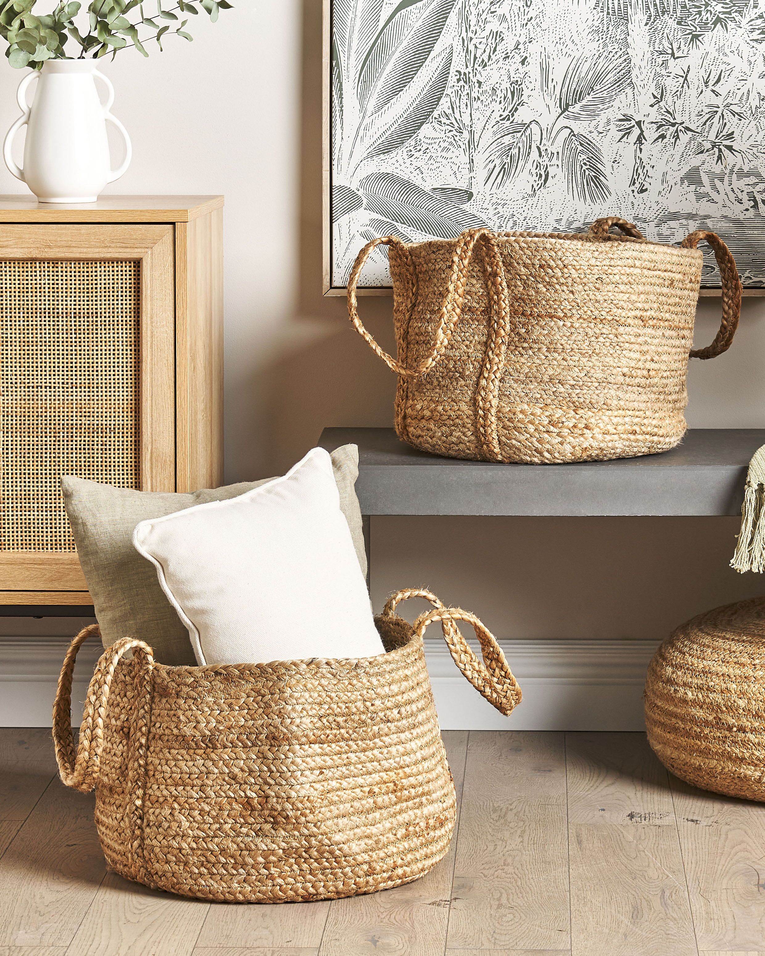 Set of 2 Jute Baskets Natural KORNAK | Beliani.co.uk
