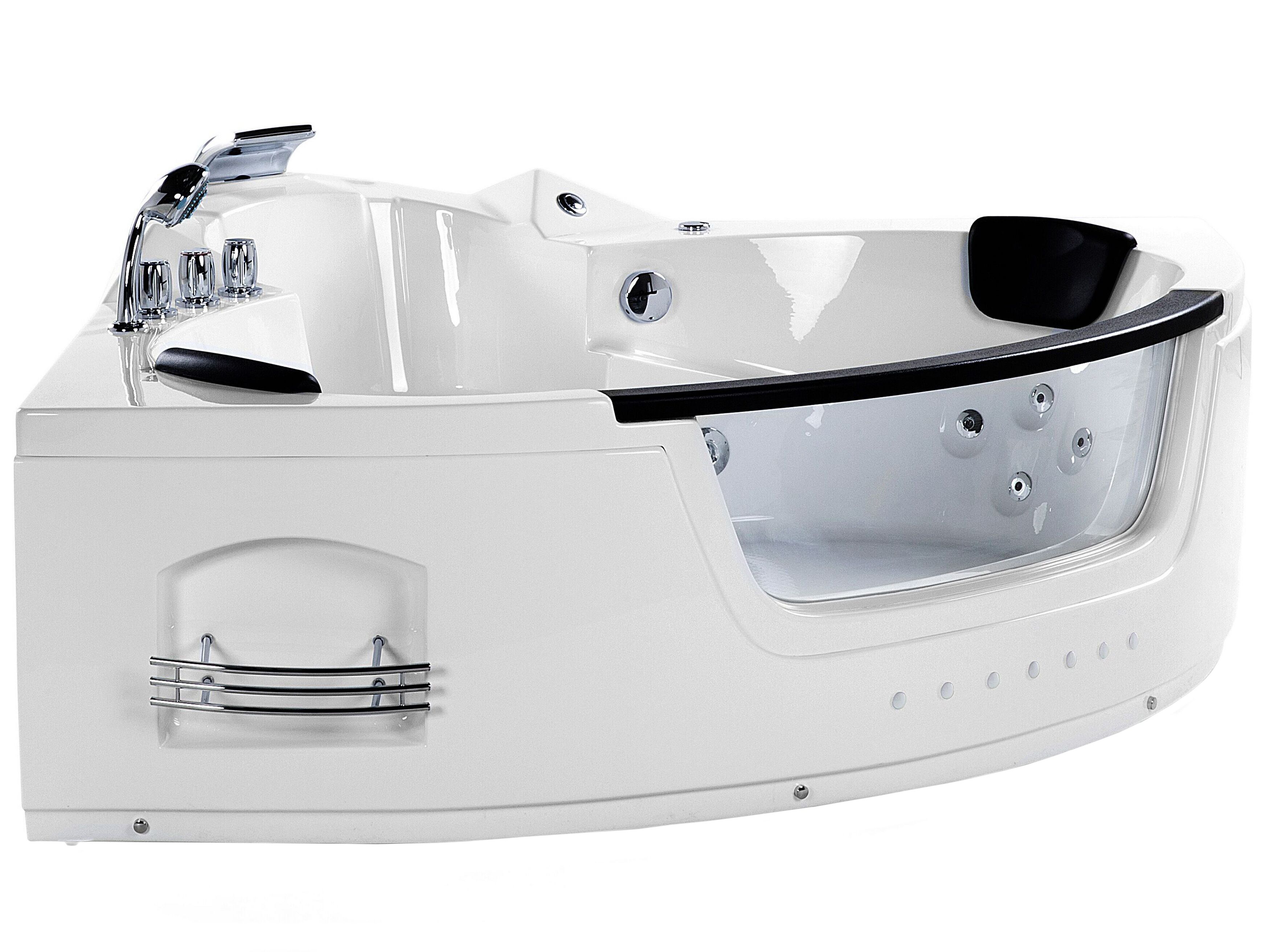 Corner Hot Tub with LED MARTINICA 1980 x 1440 mm White | Beliani.co.uk