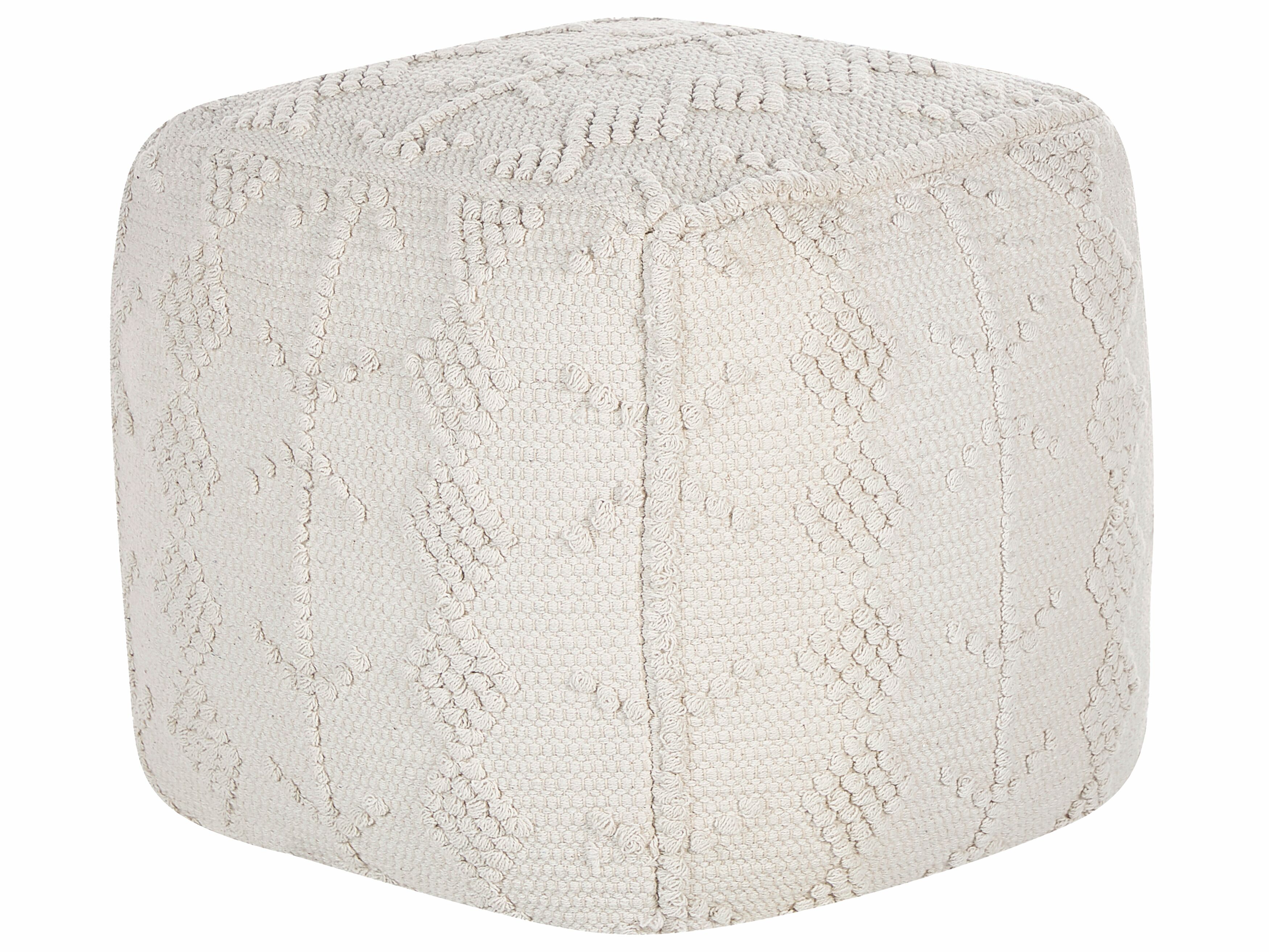 Pouffe WARANGAL Cotton White 40 cm 40 cm 40 cm | Beliani.co.uk