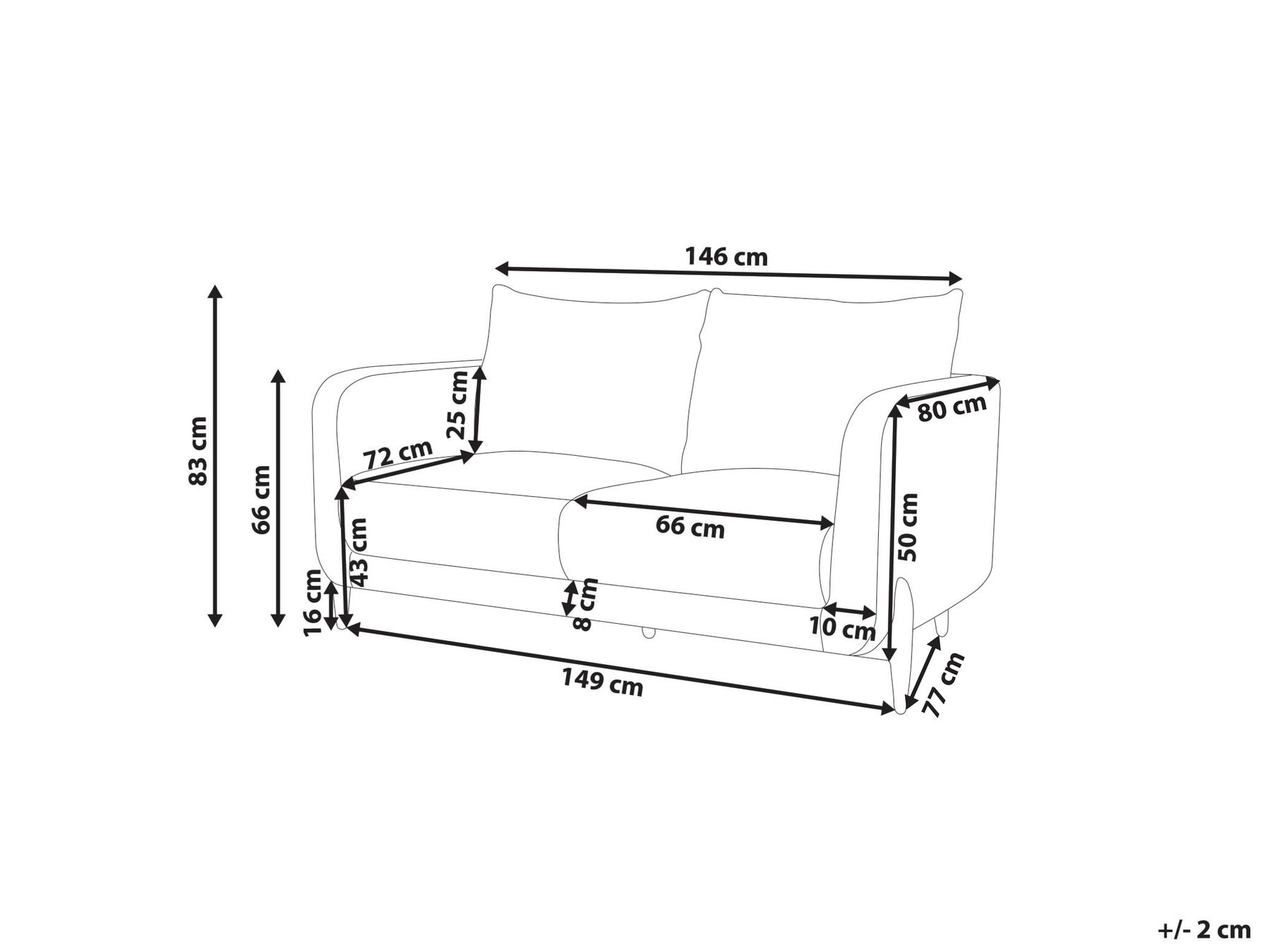 Sofa 2 personers GIMO Chenille Mørkebrun | Beliani.dk