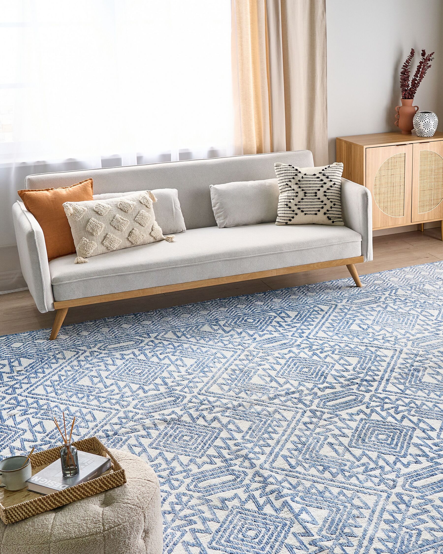 Area Rug 300 x 400 cm Blue and White KAWAS | Beliani.co.uk