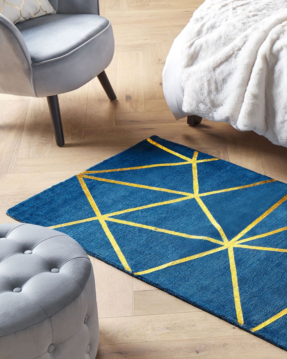 Viscose Rug 80 x 150 cm Blue HAVZA | Beliani.co.uk