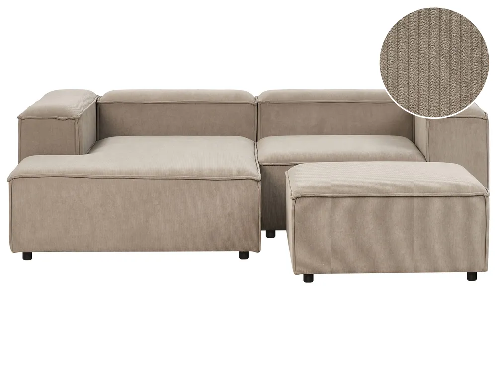 Modulaire hoekbank 3-zits ARDAL Corduroy Groen met ottomaan linkszijdig ...
