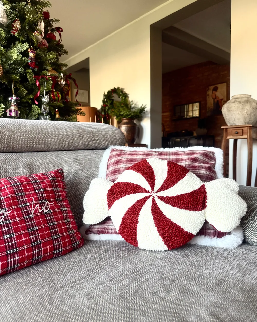 dark red patterned cushions