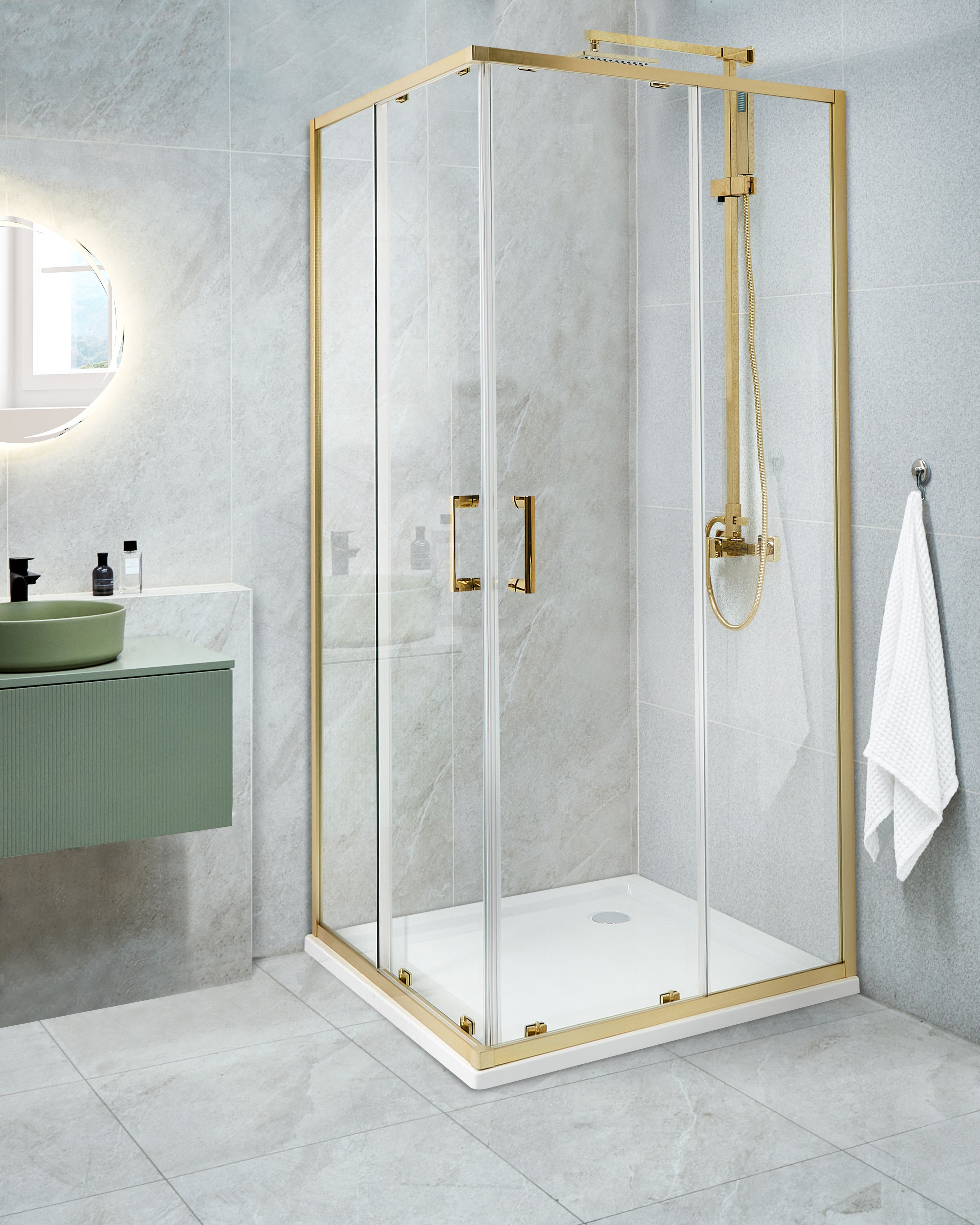 Shower Enclosure TELA 800 x 800 x 1850 mm Gold | Beliani.co.uk