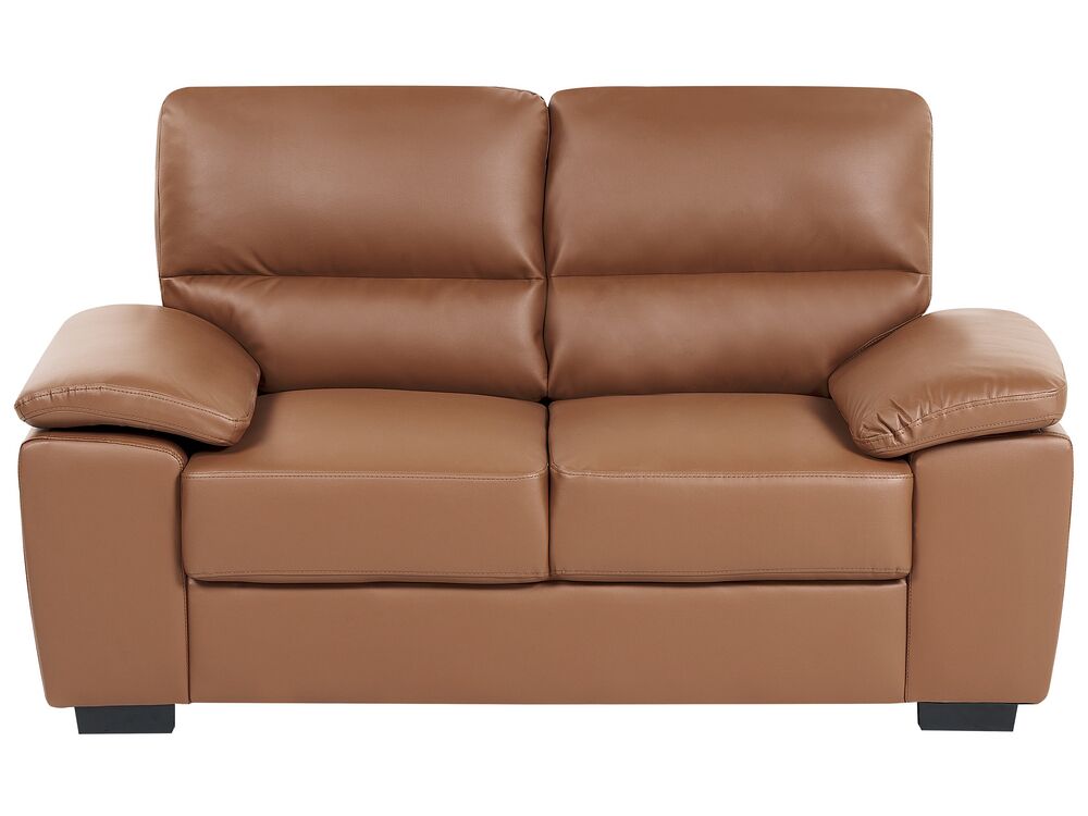 2 Seater Faux Leather Sofa Golden Brown VOGAR Beliani