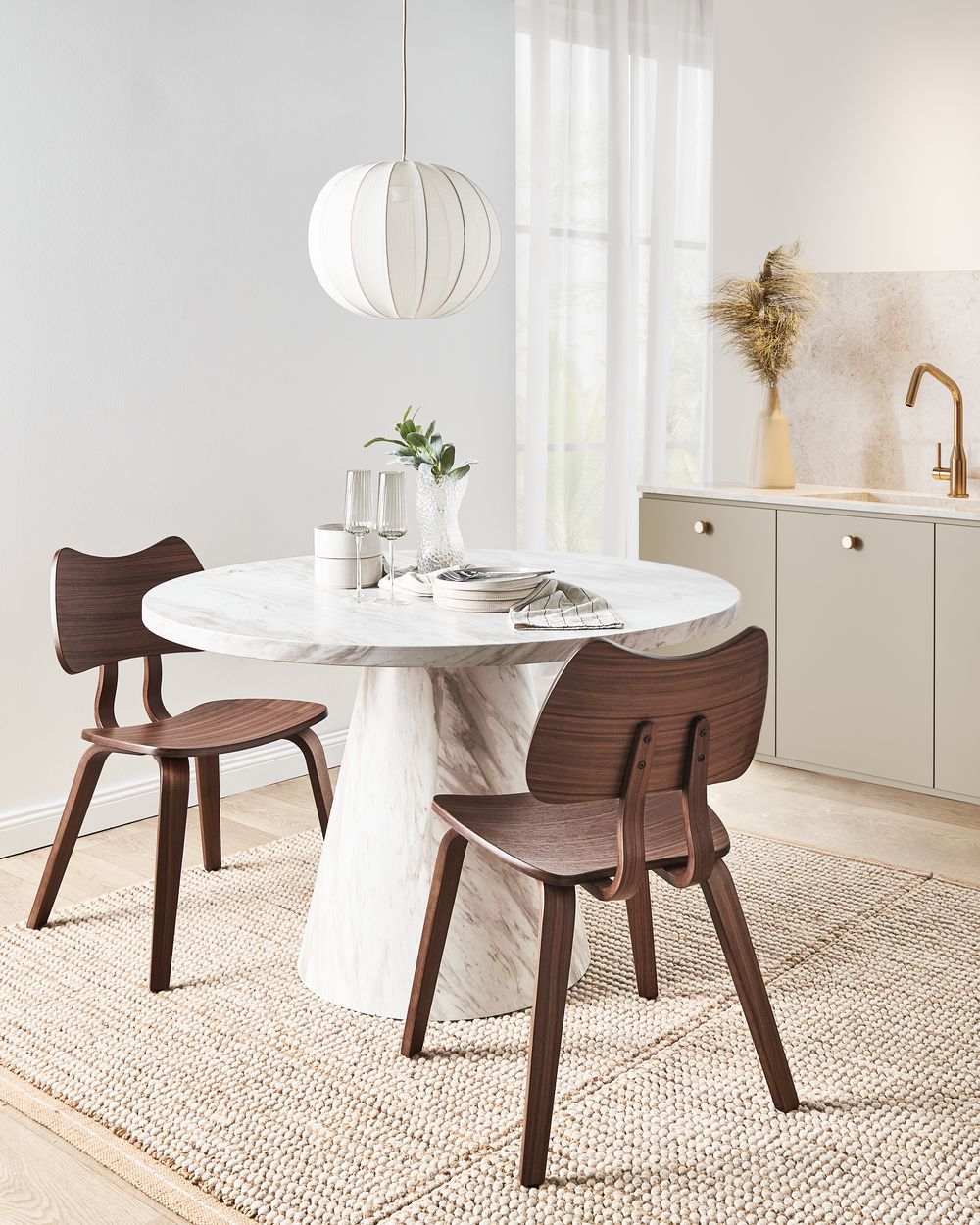 Set van 2 eetkamerstoelen LYNN Hout Donkerbruin/wit | Beliani.nl