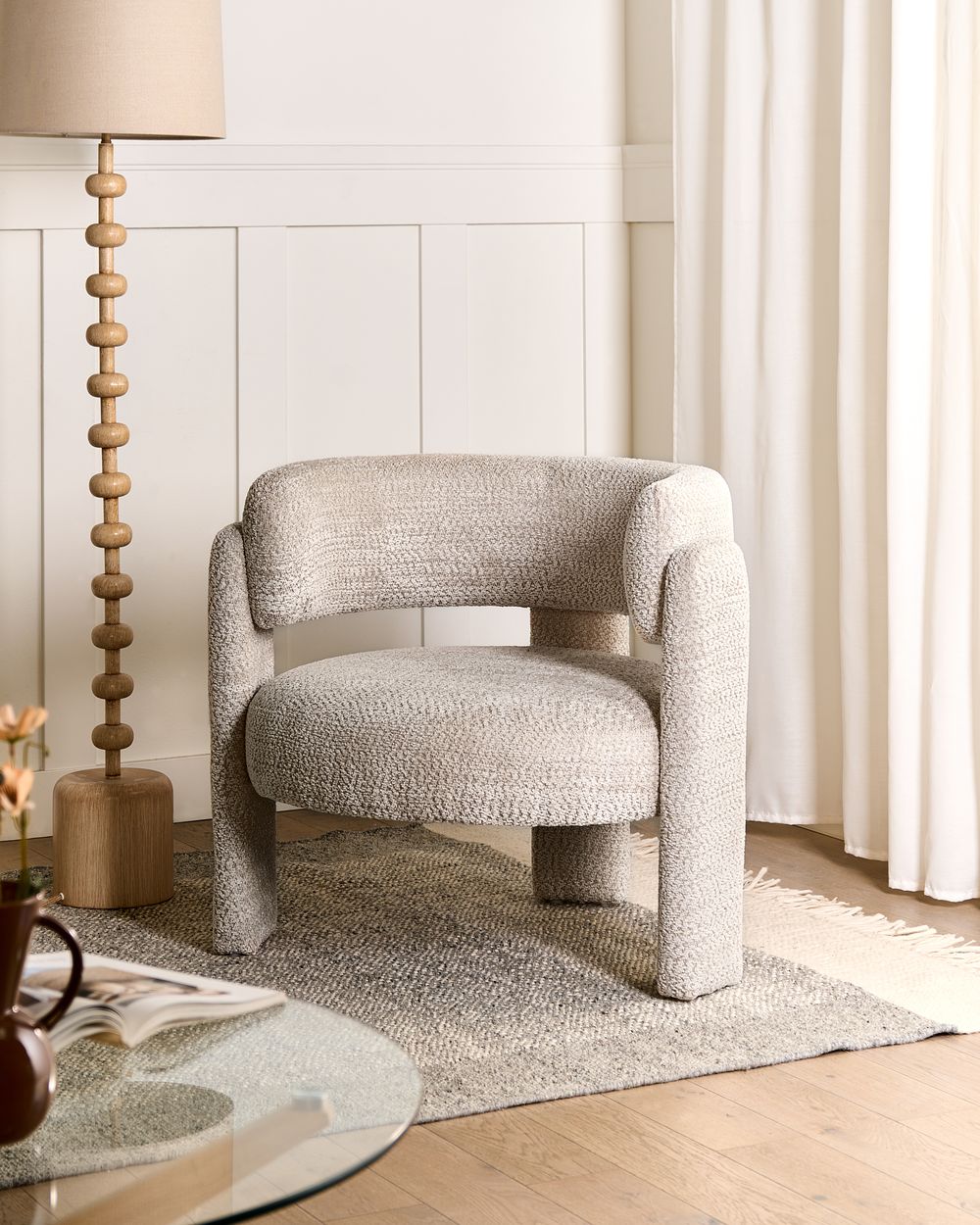 Armchair LOEN Boucle White | Beliani.co.uk