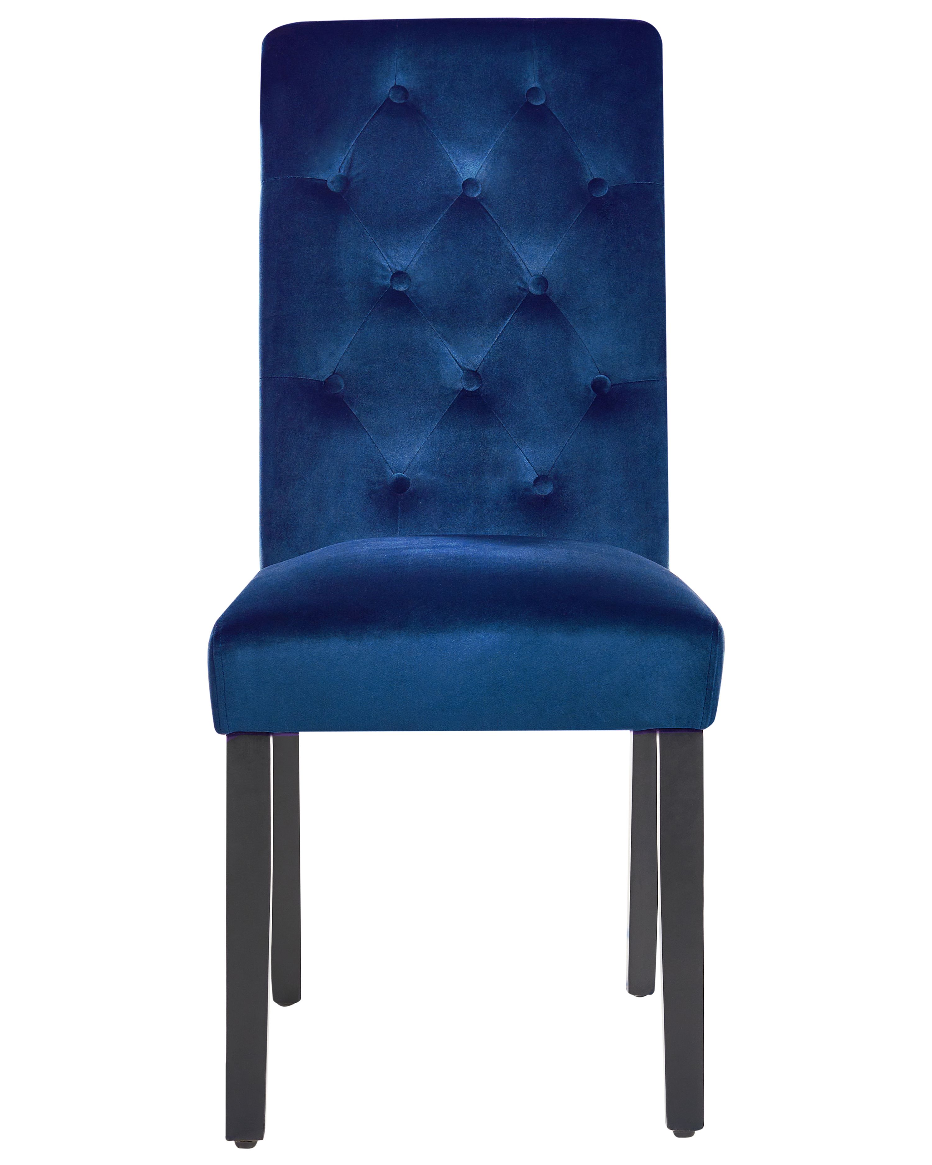 Set of 2 Dining Chairs VELVA Velvet Dark Blue | Beliani.co.uk