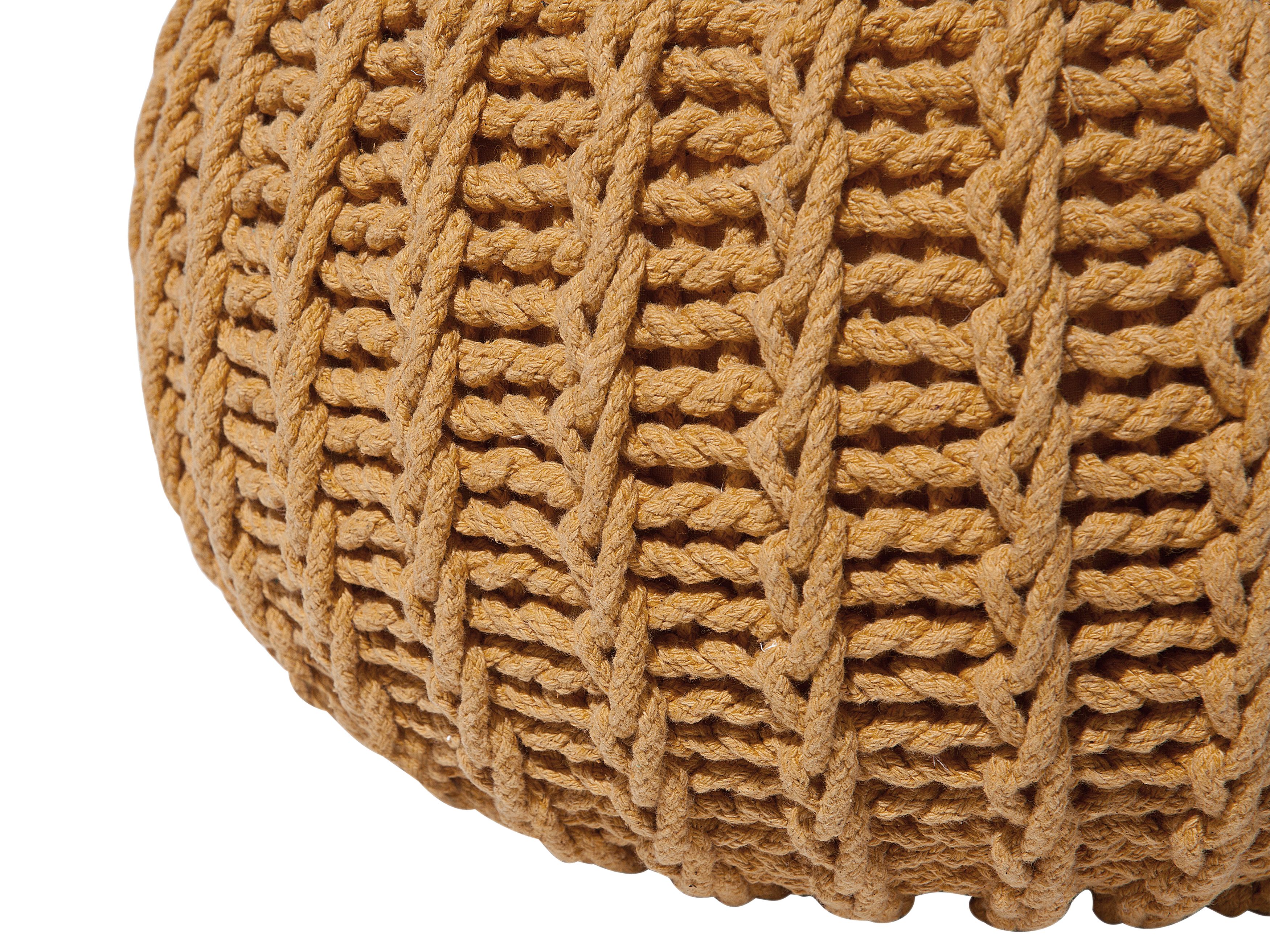 Pufe redondo em tricot amarelo 50 x 35 cm CONRAD II | Beliani.pt