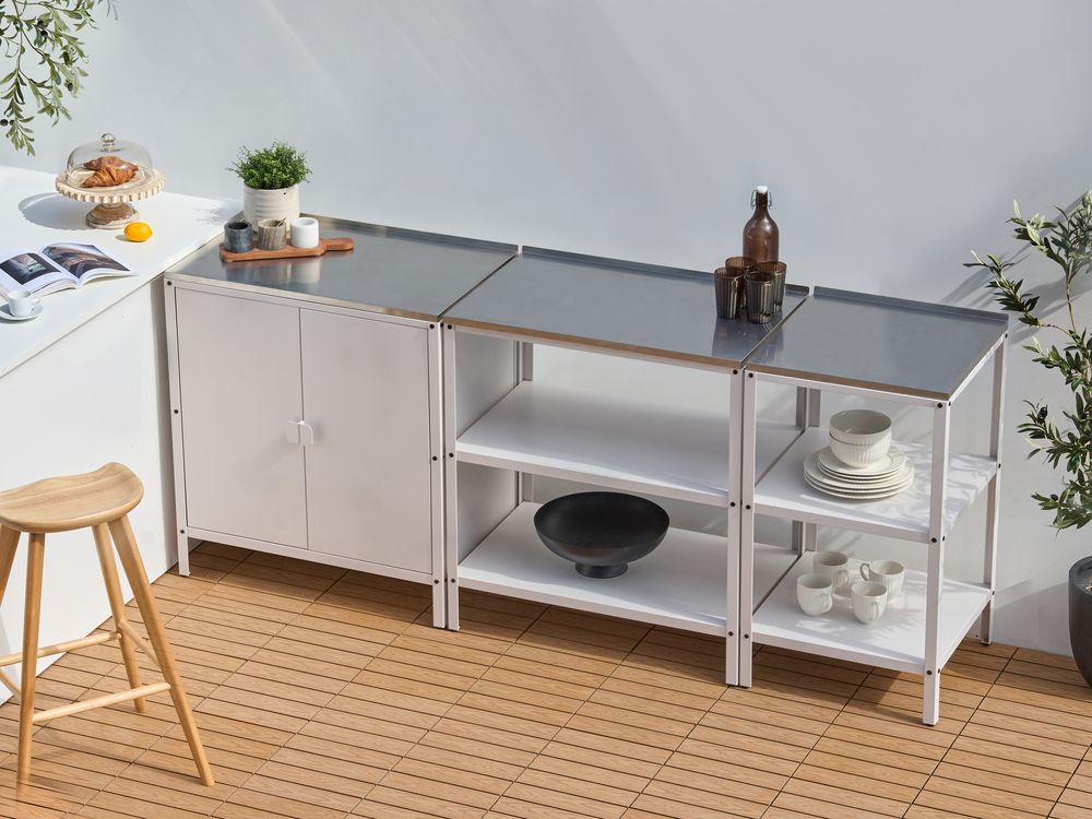 Cuisine d'extérieur 2 pièces avec évier VILAMA Métal Noir | Beliani.fr