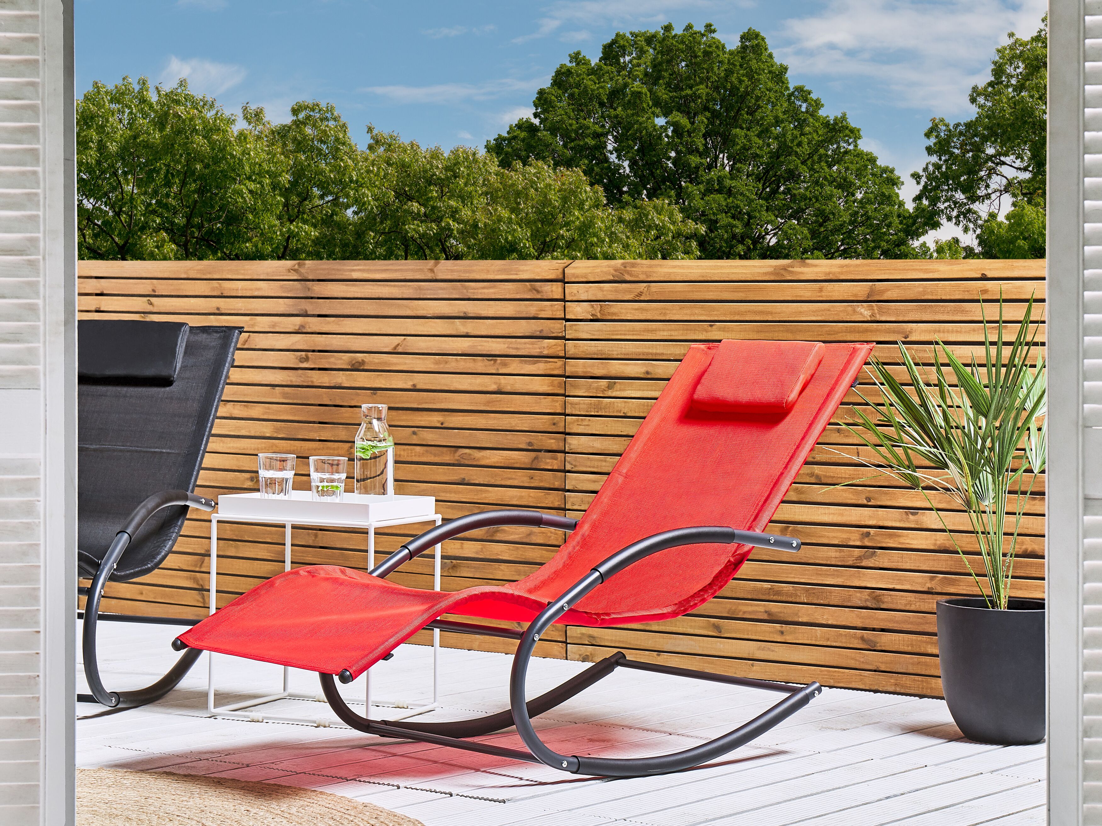 Rocking Sun Lounger CARANO II Metal Red | Beliani.co.uk