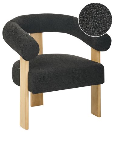 Armchair ILBRO Boucle Black/ Light Brown | Beliani.co.uk