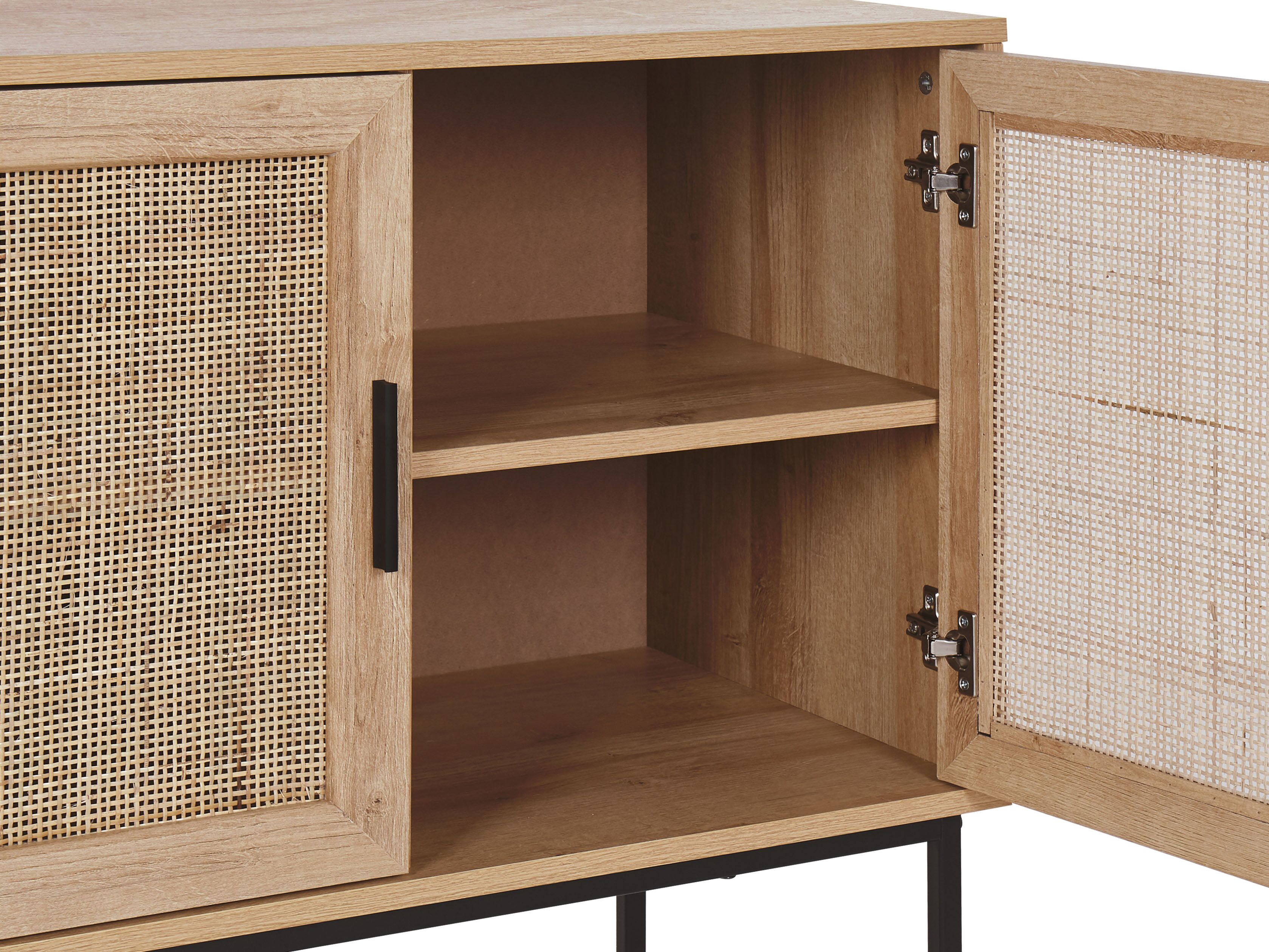 Rattan 2 Door Sideboard Light Wood PASCO | Beliani.co.uk