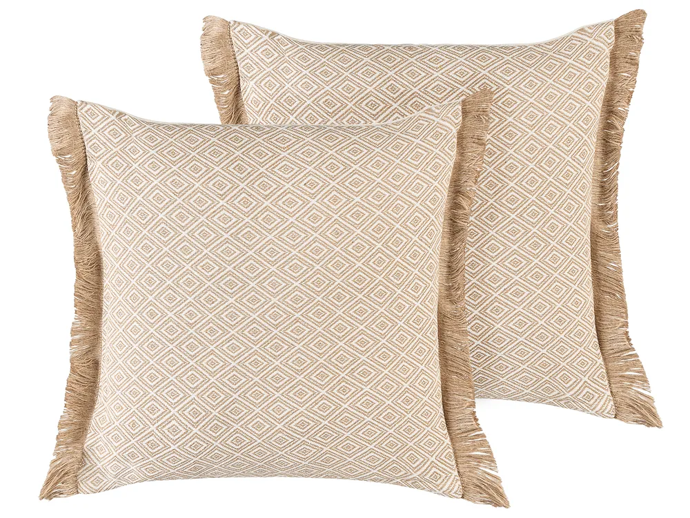 Dekokissen 2er Set LONAR 45 x 45 cm Sandbeige | Beliani.de