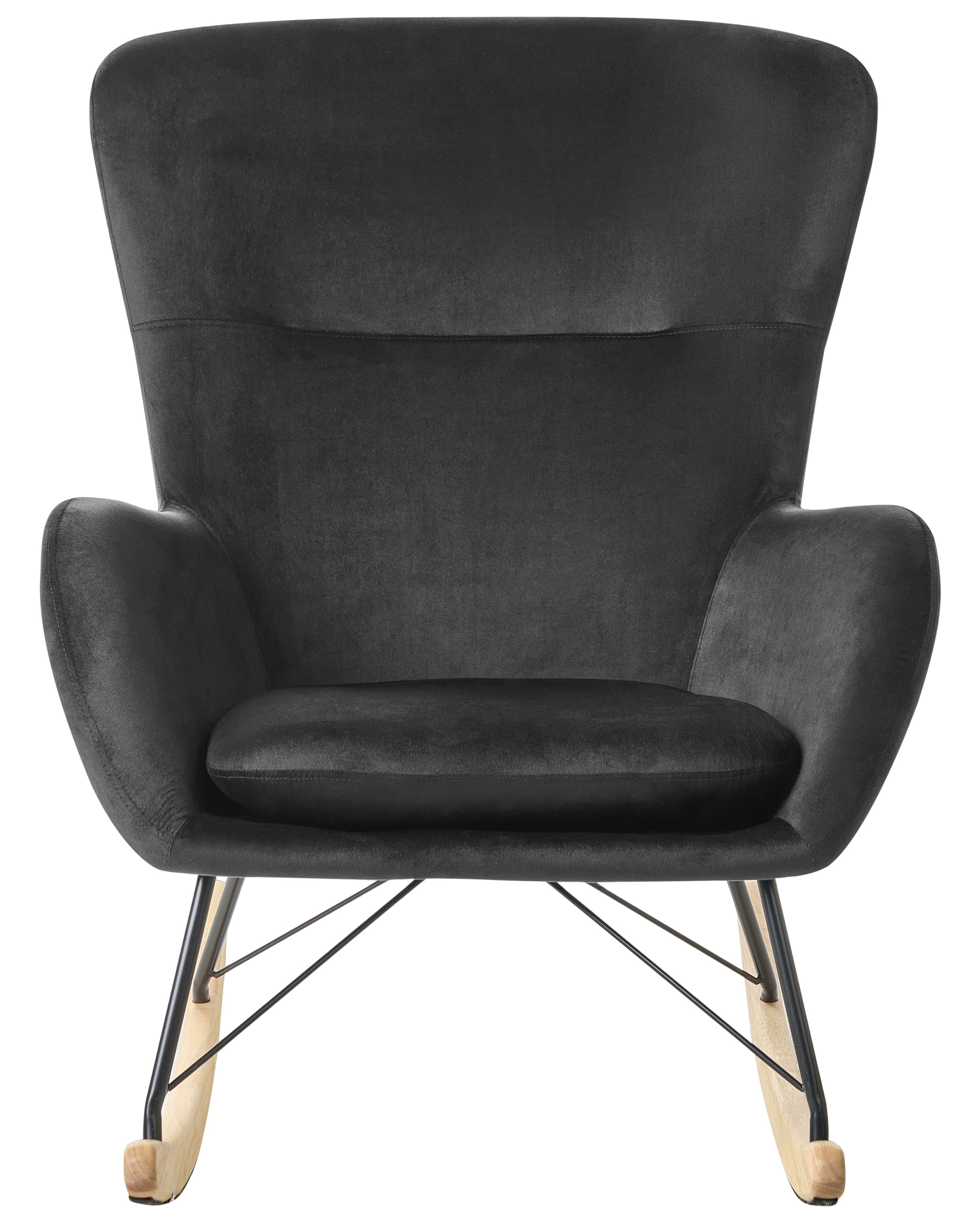 Rocking Chair ELLAN Velvet Black | Beliani.co.uk