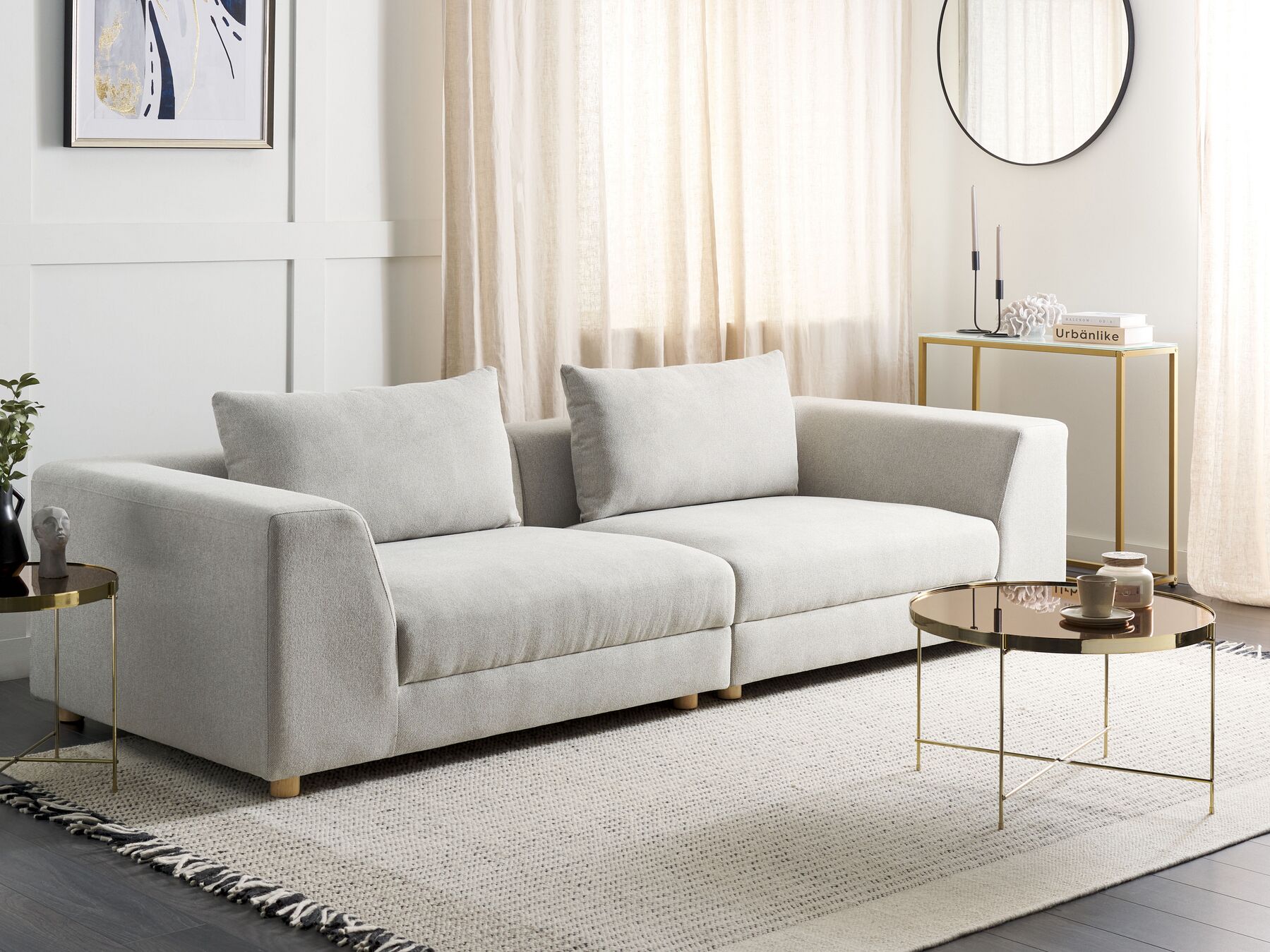 3-Sitzer Sofa hellgrau mit Kissen LERMON | Beliani.de
