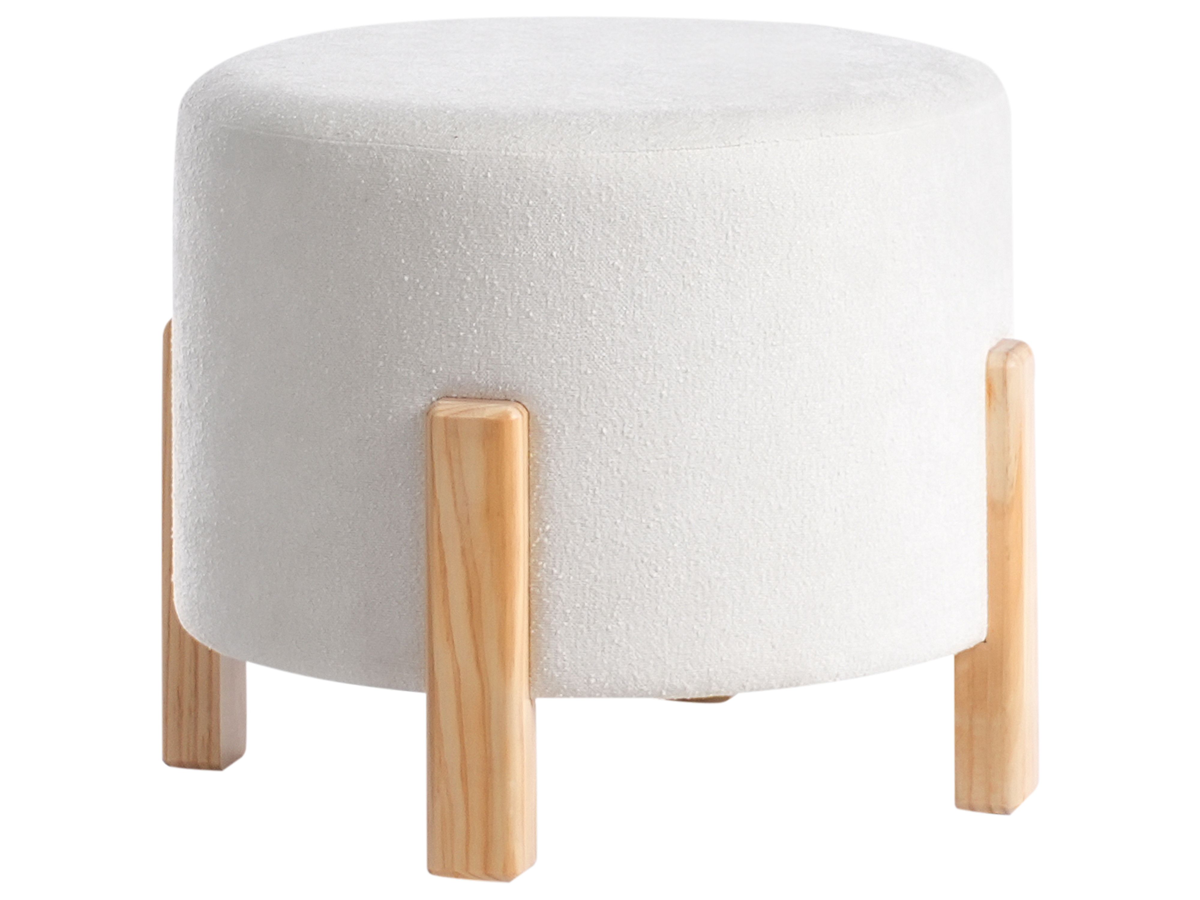 Pouffe TERRY Chenille Off-White 53 cm 53 cm 43 cm | Beliani.co.uk