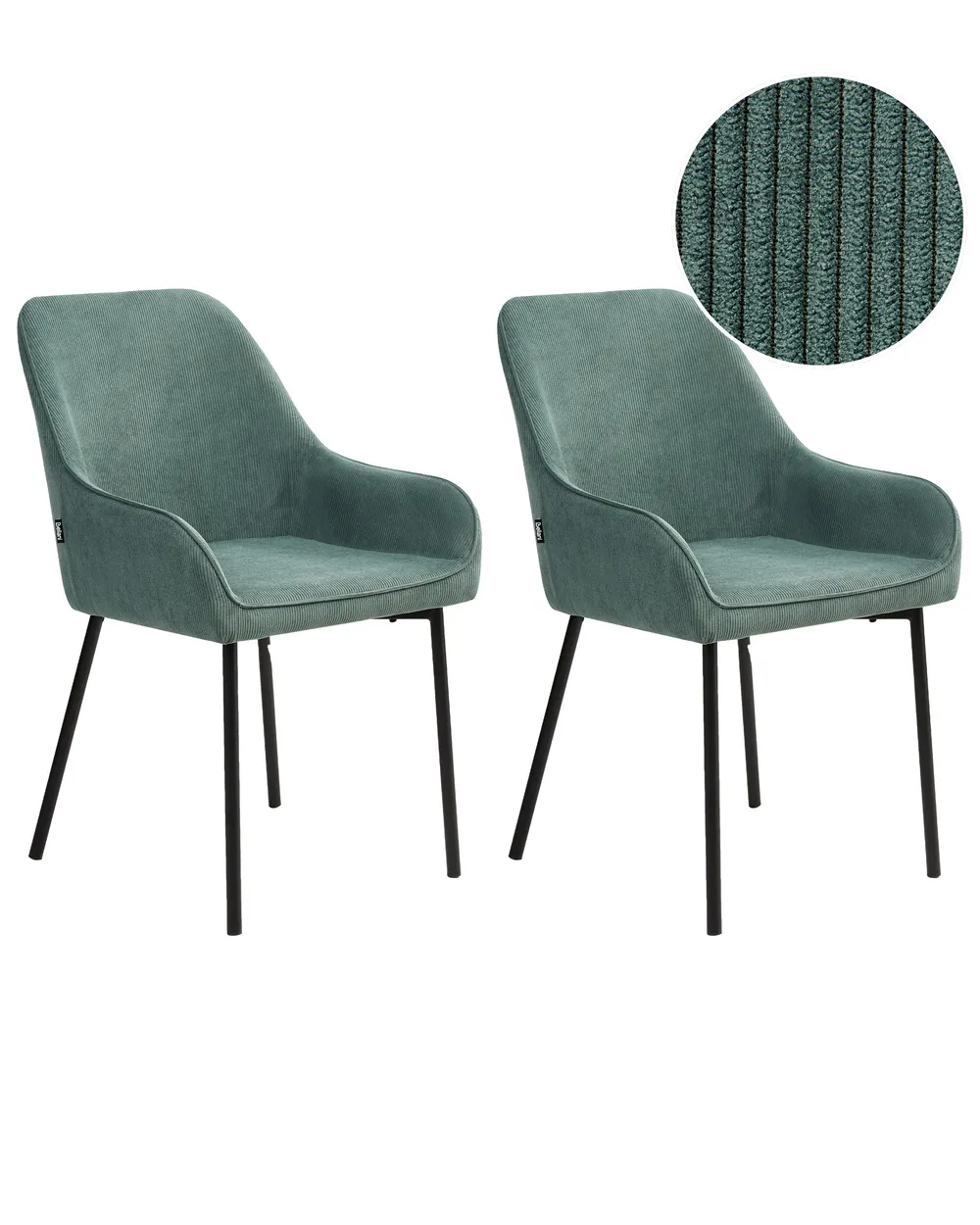 Set of 2 Dining Chairs LOVERNA Corduroy Grey | Beliani.co.uk
