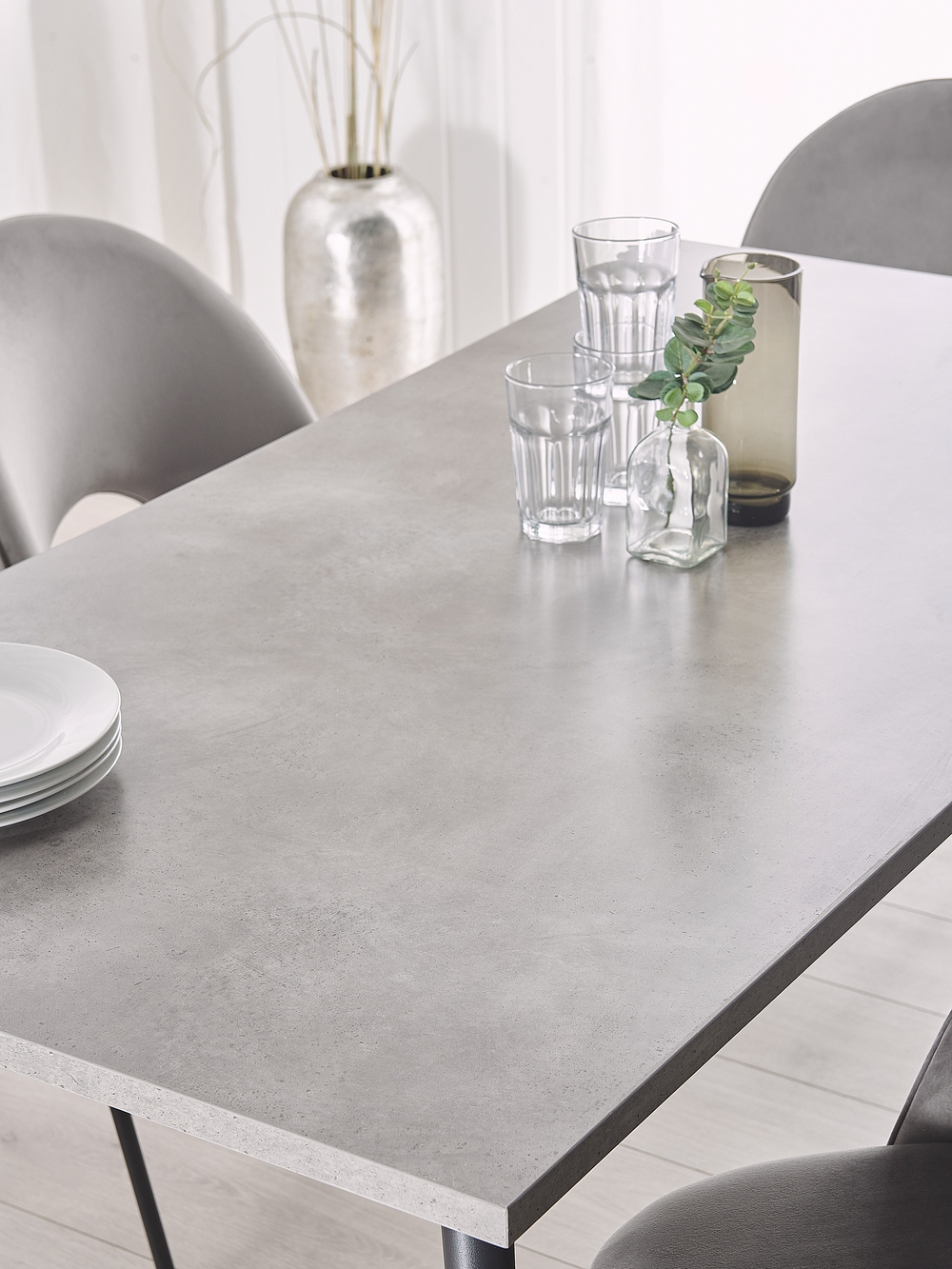 Dining Table 160 x 80 cm Concrete Effect with Black SANTIAGO Beliani