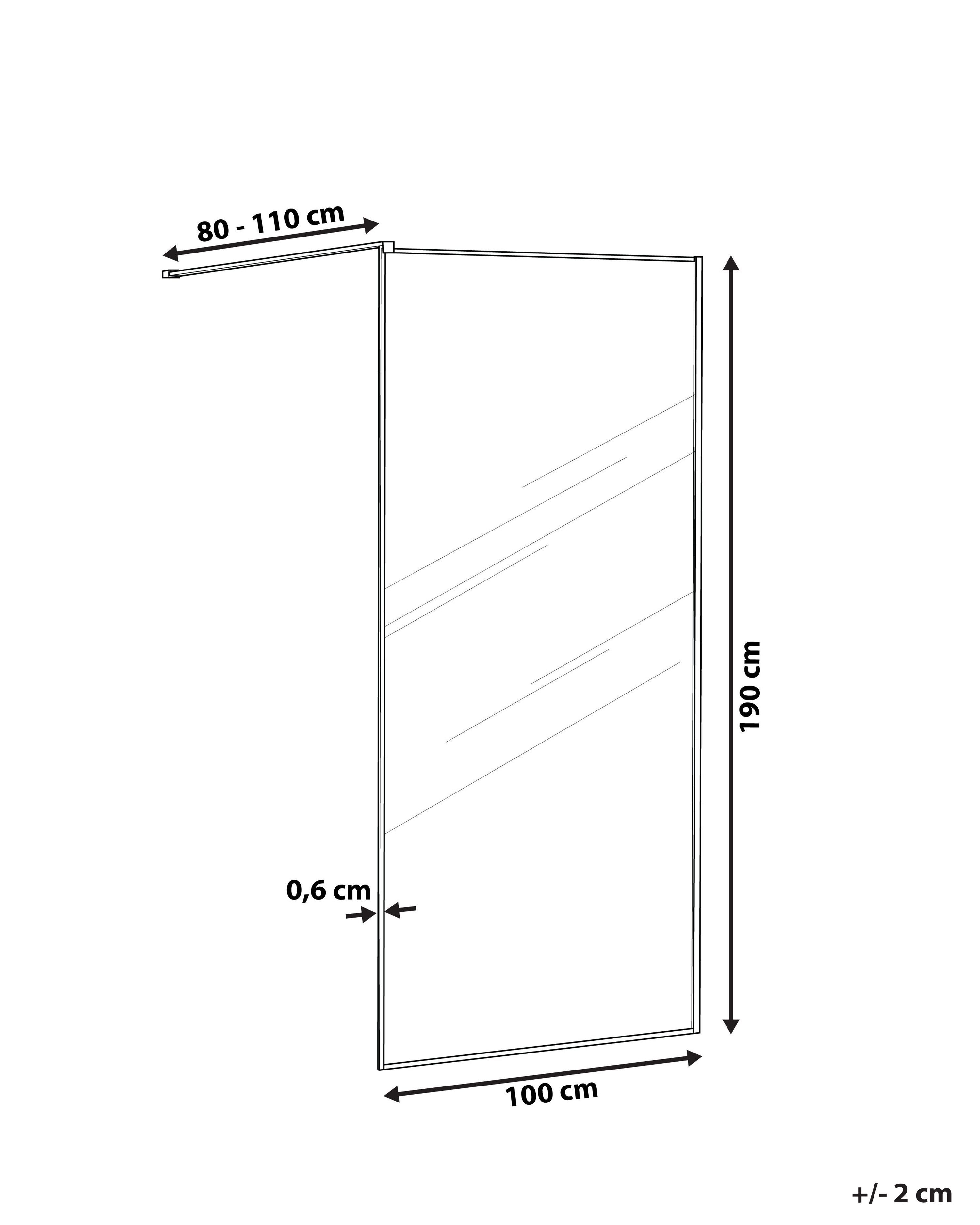 Shower Screen 100 x 190 cm Gold WASPAM | Beliani.co.uk