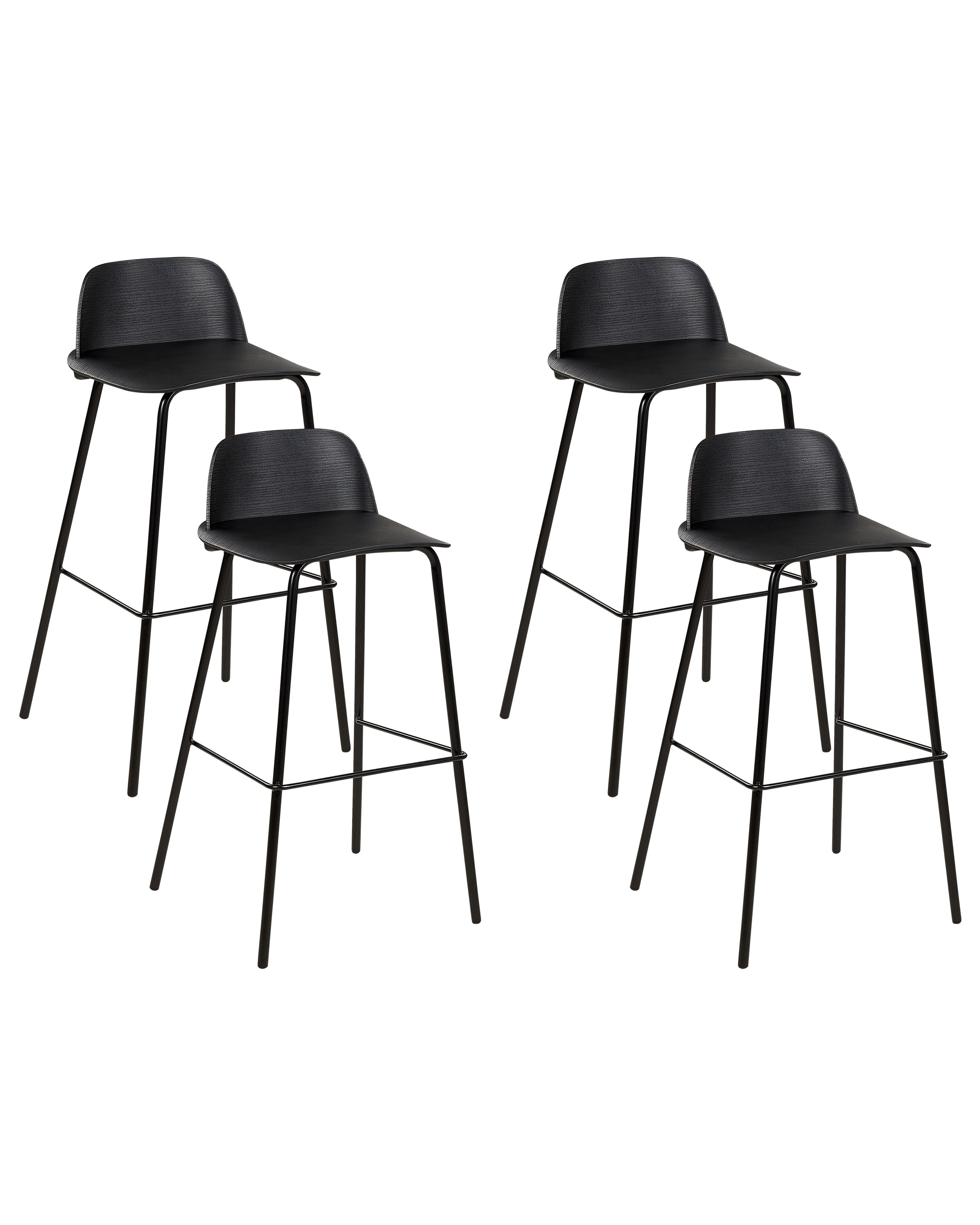 Set of 4 Bar Chairs MORA Black | Beliani.co.uk