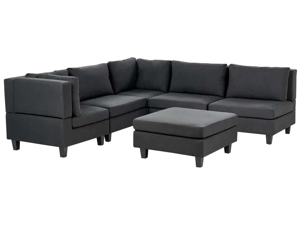 Modulaire bank 3-zits UNSTAD stof lichtbeige met ottomaan | Beliani.nl