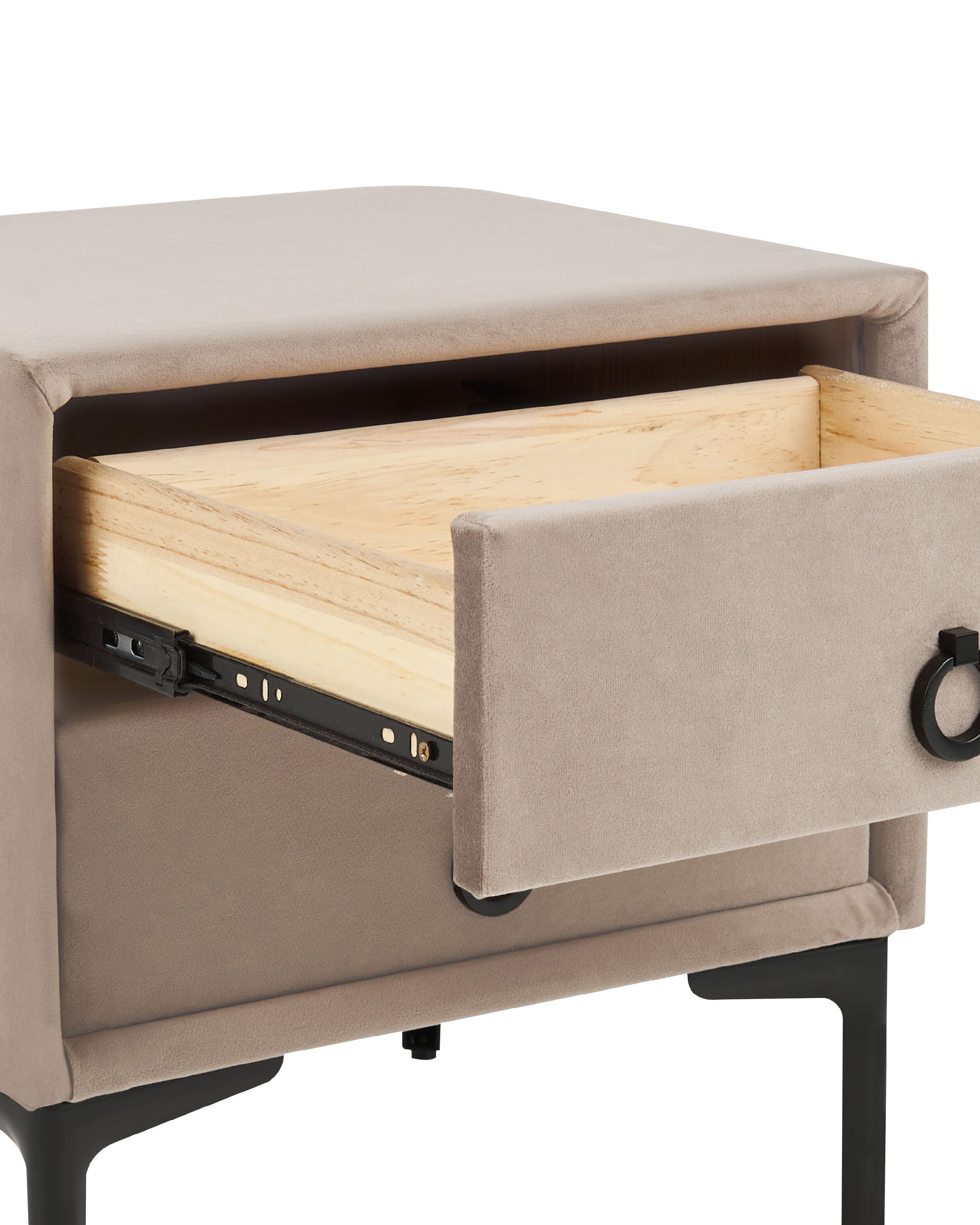 2 Drawer Velvet Bedside Table Taupe SEZANNE | Beliani.co.uk