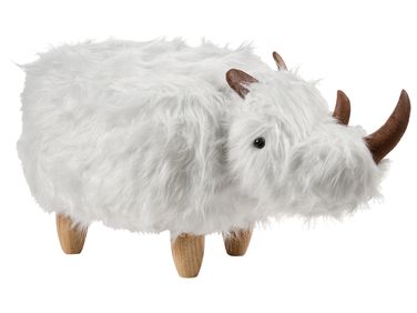 Állatos puff WOOLLY Műszőrme Fehér Orrszarvú | Beliani.hu