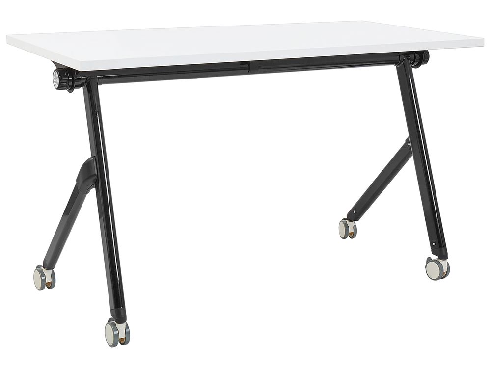 Folding Office Desk with Casters 120 x 60 cm White and Black BENDI Beliani